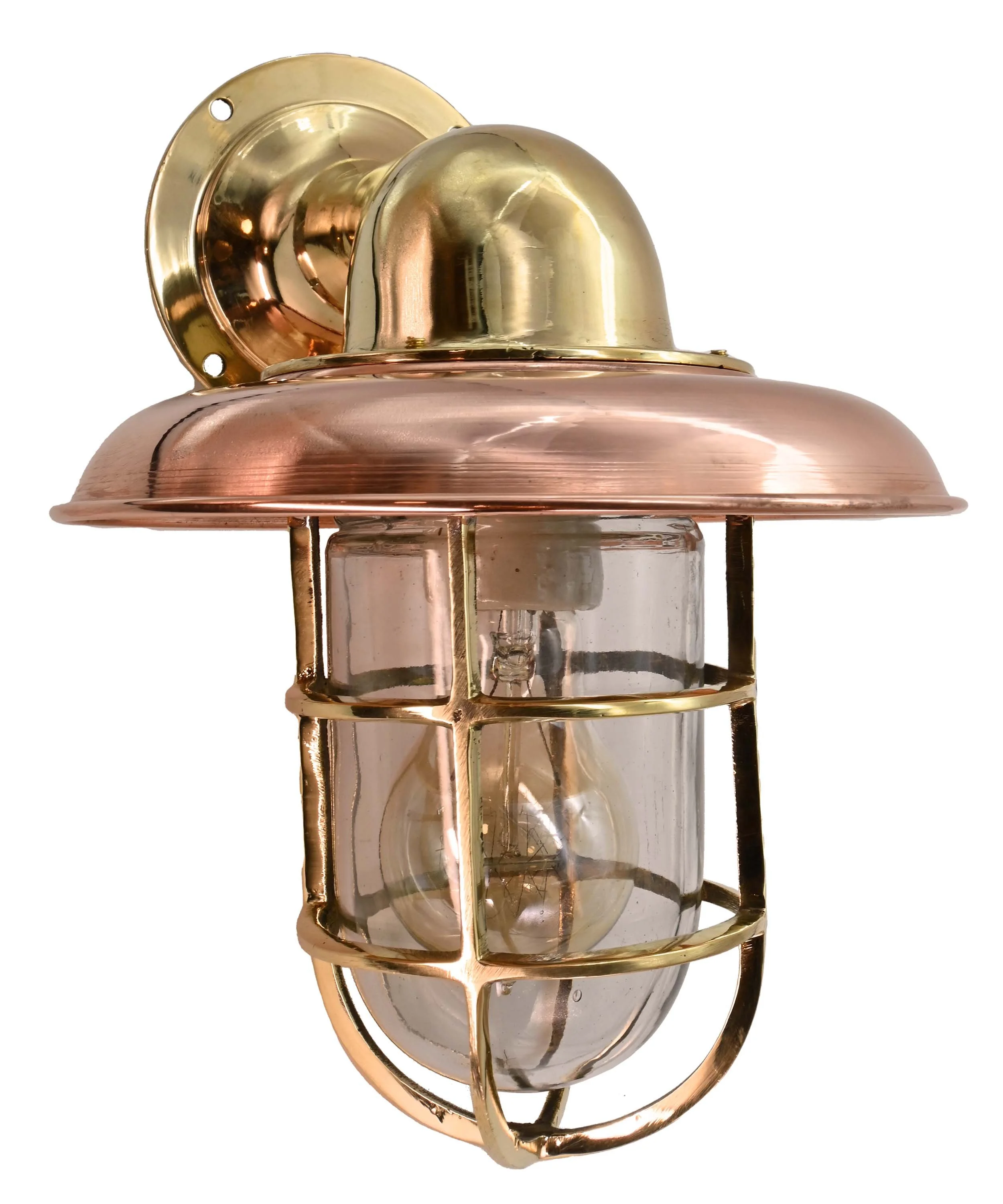 cast brass nautical bulkhead sconce with copper hat — ARCHITECTURAL ...