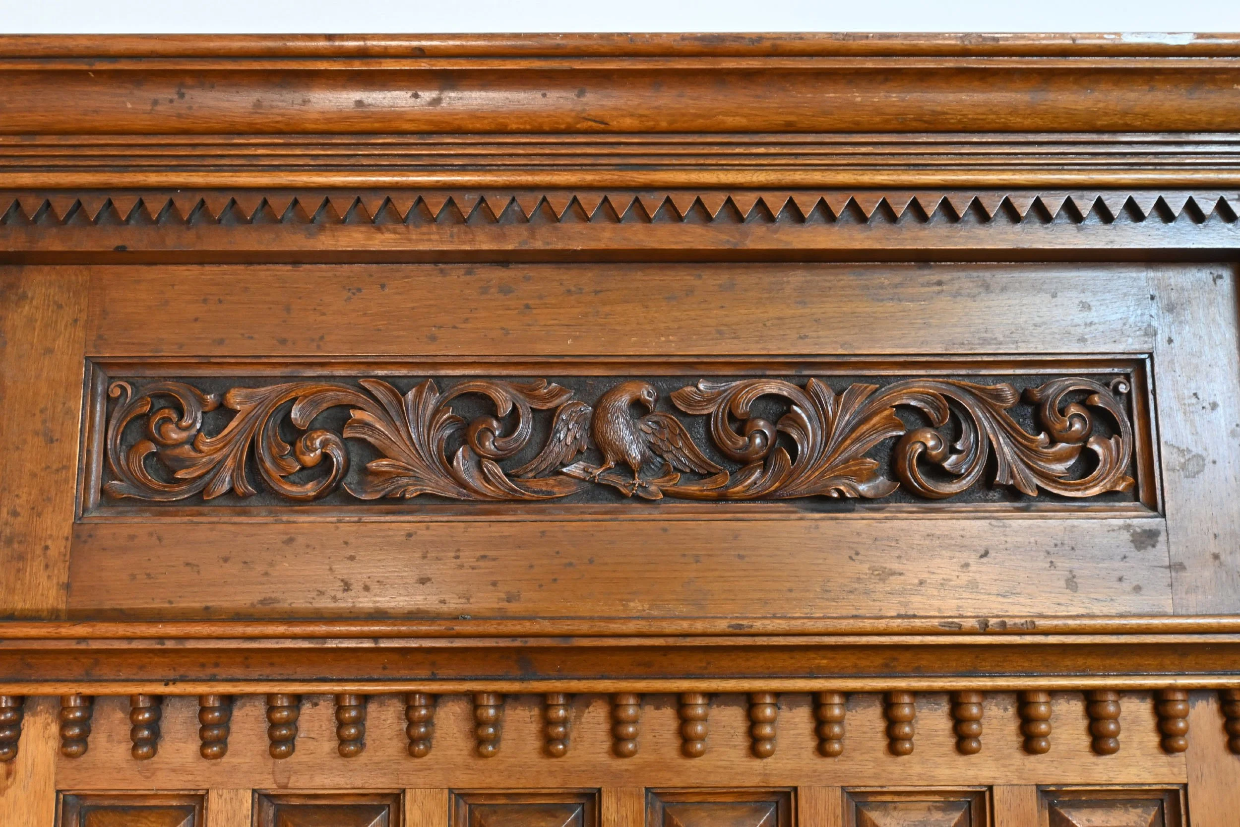 quaint carved birch victorian mantle with bird detail — ARCHITECTURAL ...