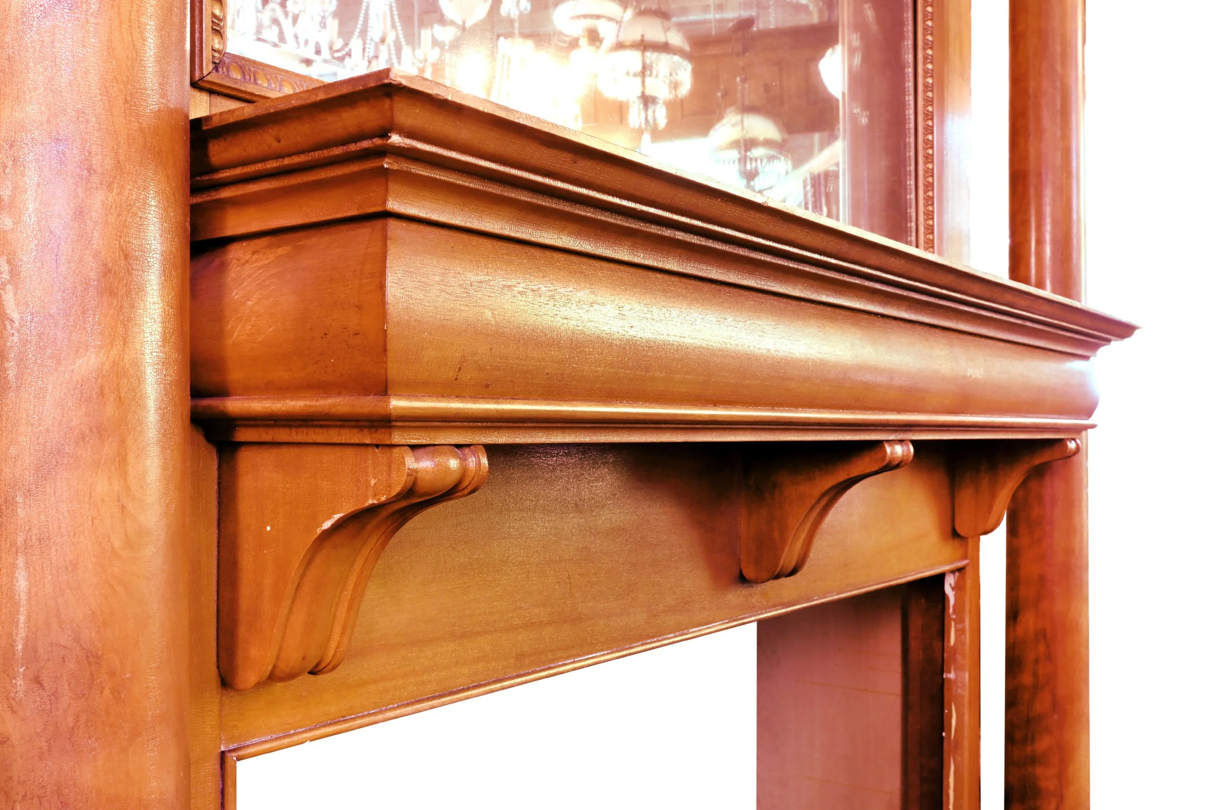 Contemporary maple mantel beam