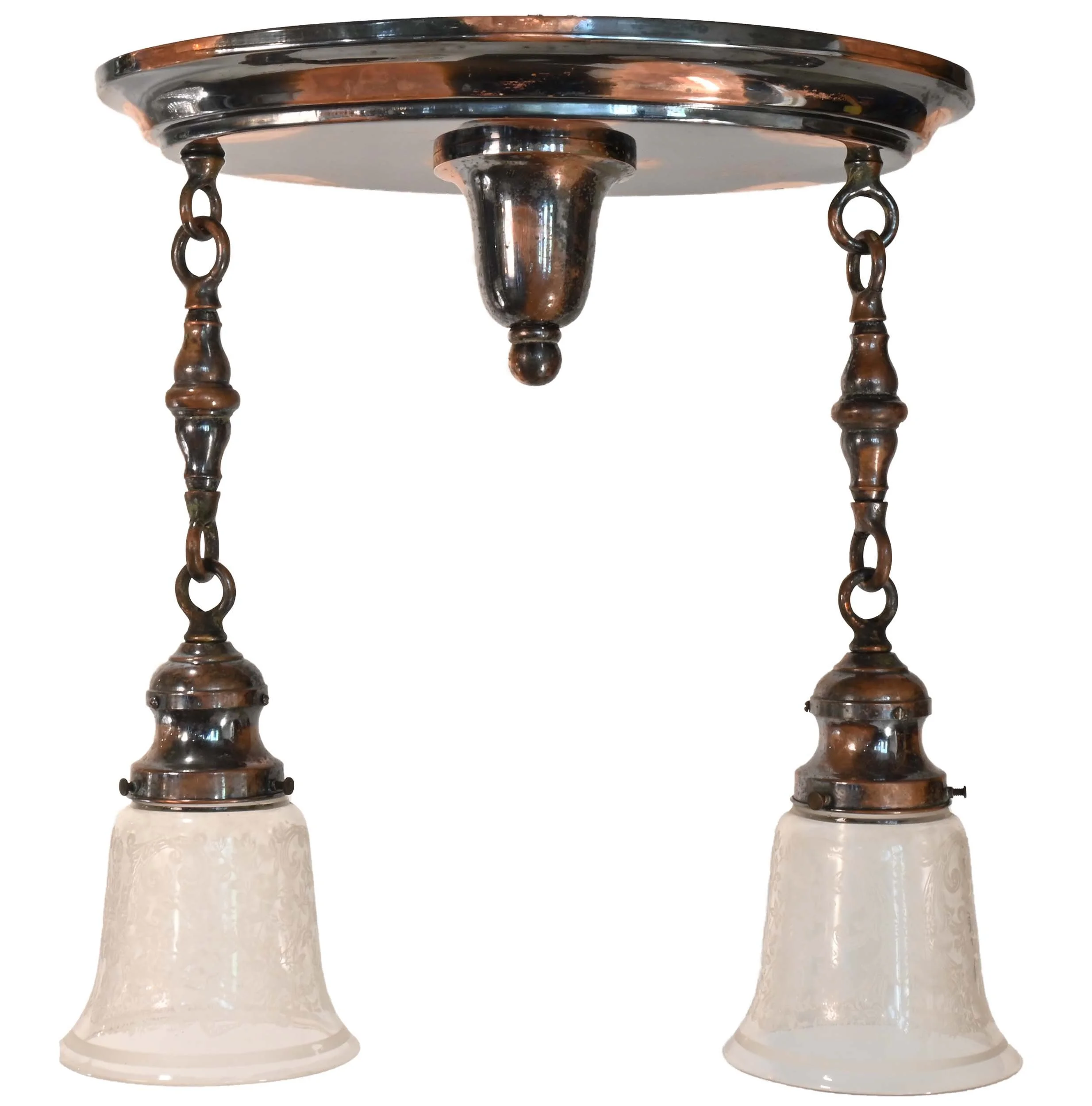 oval ceiling flush 2 shade drop gilt and satin fixture — ARCHITECTURAL ...