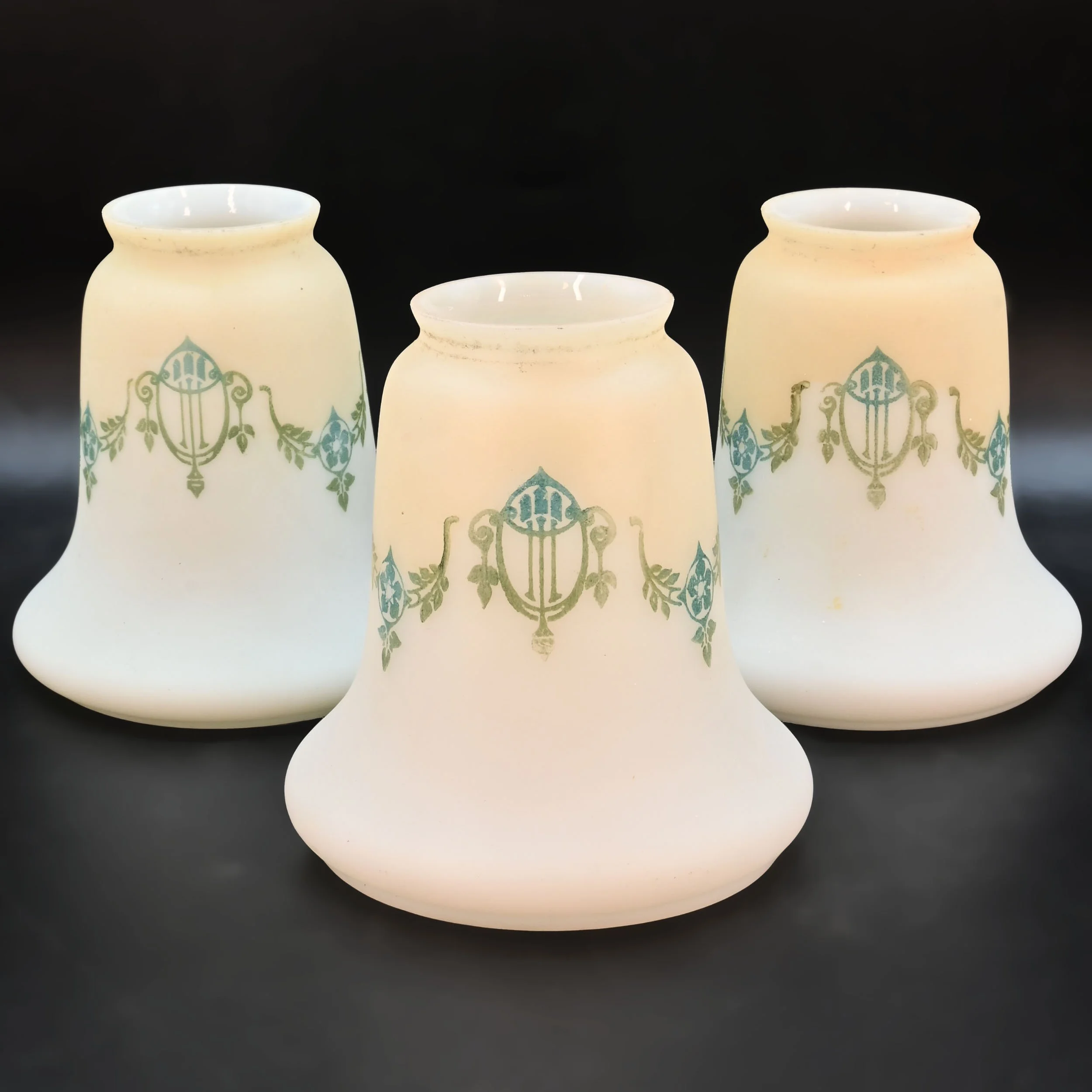 stenciled bell shade with deco motif — ARCHITECTURAL ANTIQUES