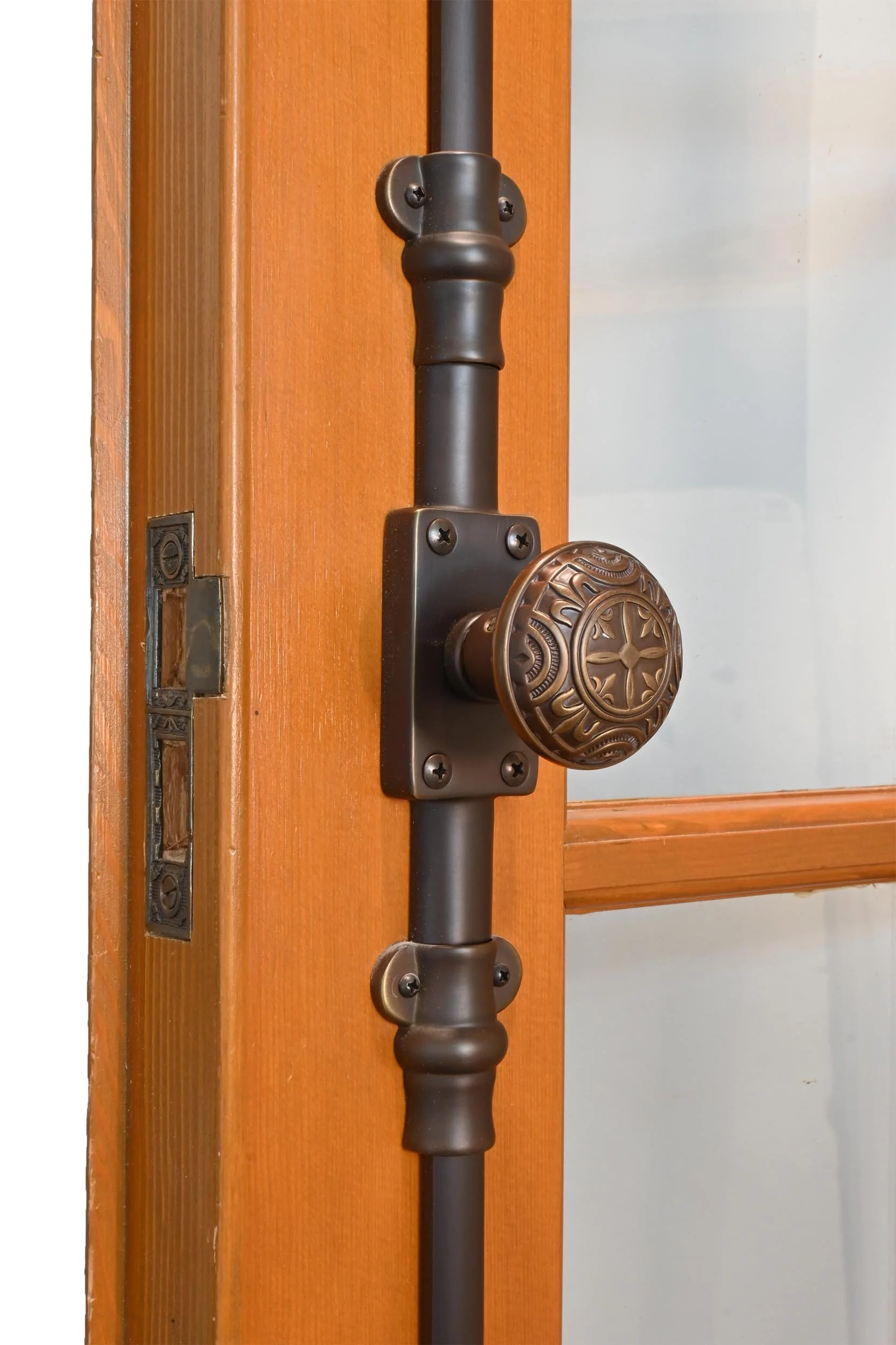 9 foot pine french door pair 24 lite with cremone & hardware ...