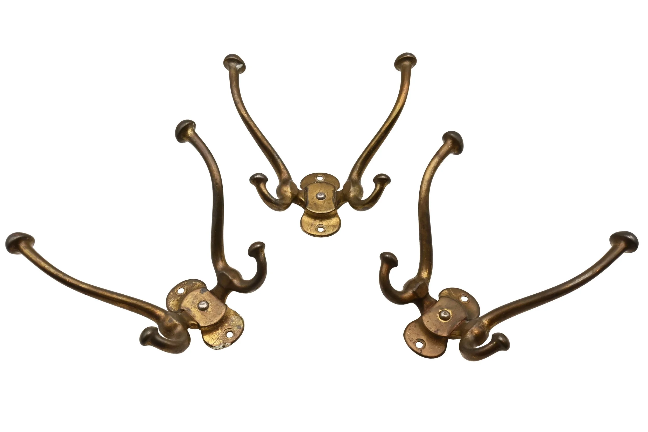 brass plated cast iron two piece four arm hook — ARCHITECTURAL ANTIQUES
