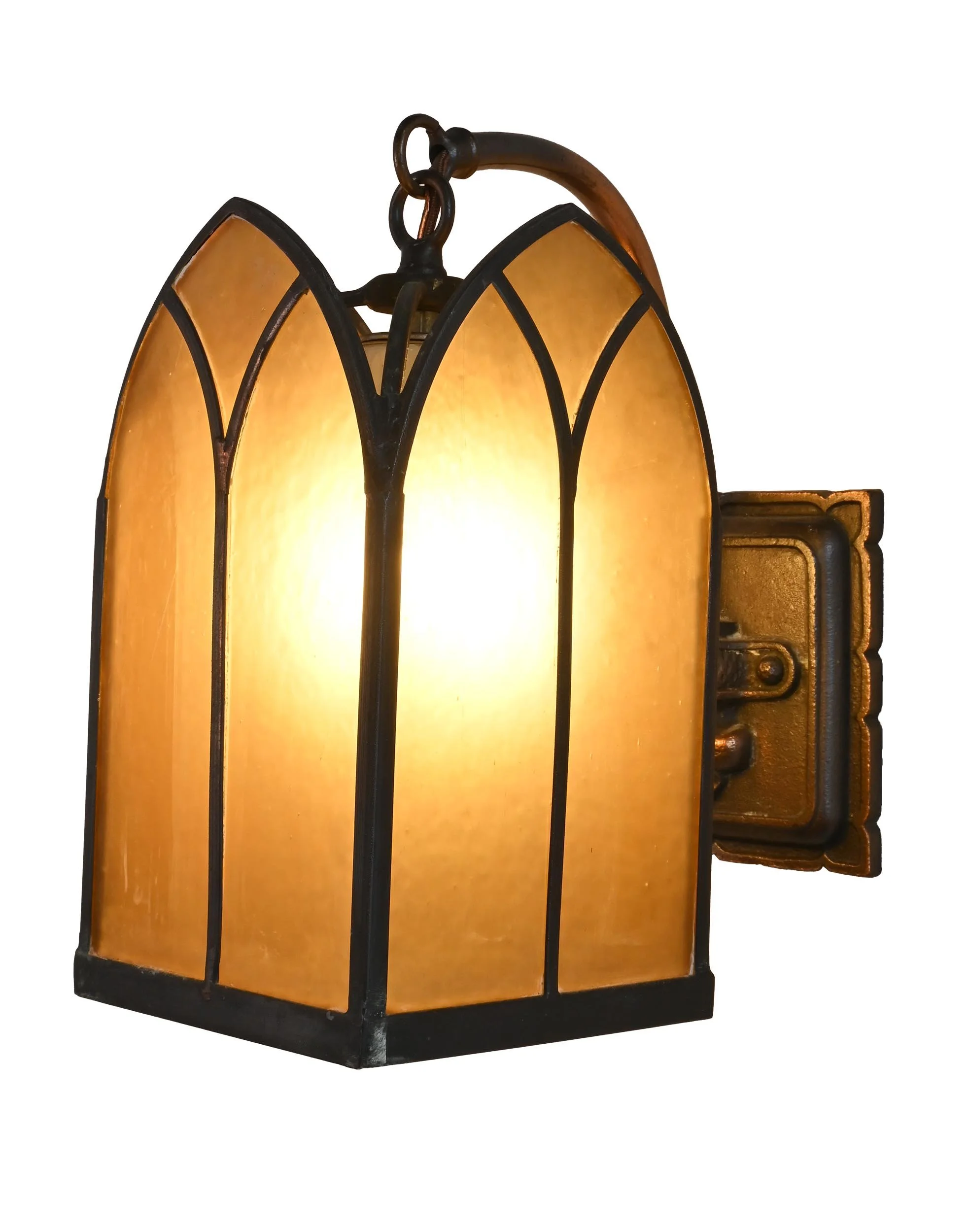 cast bronze moe bridges sconce with amber glass shade — ARCHITECTURAL ...