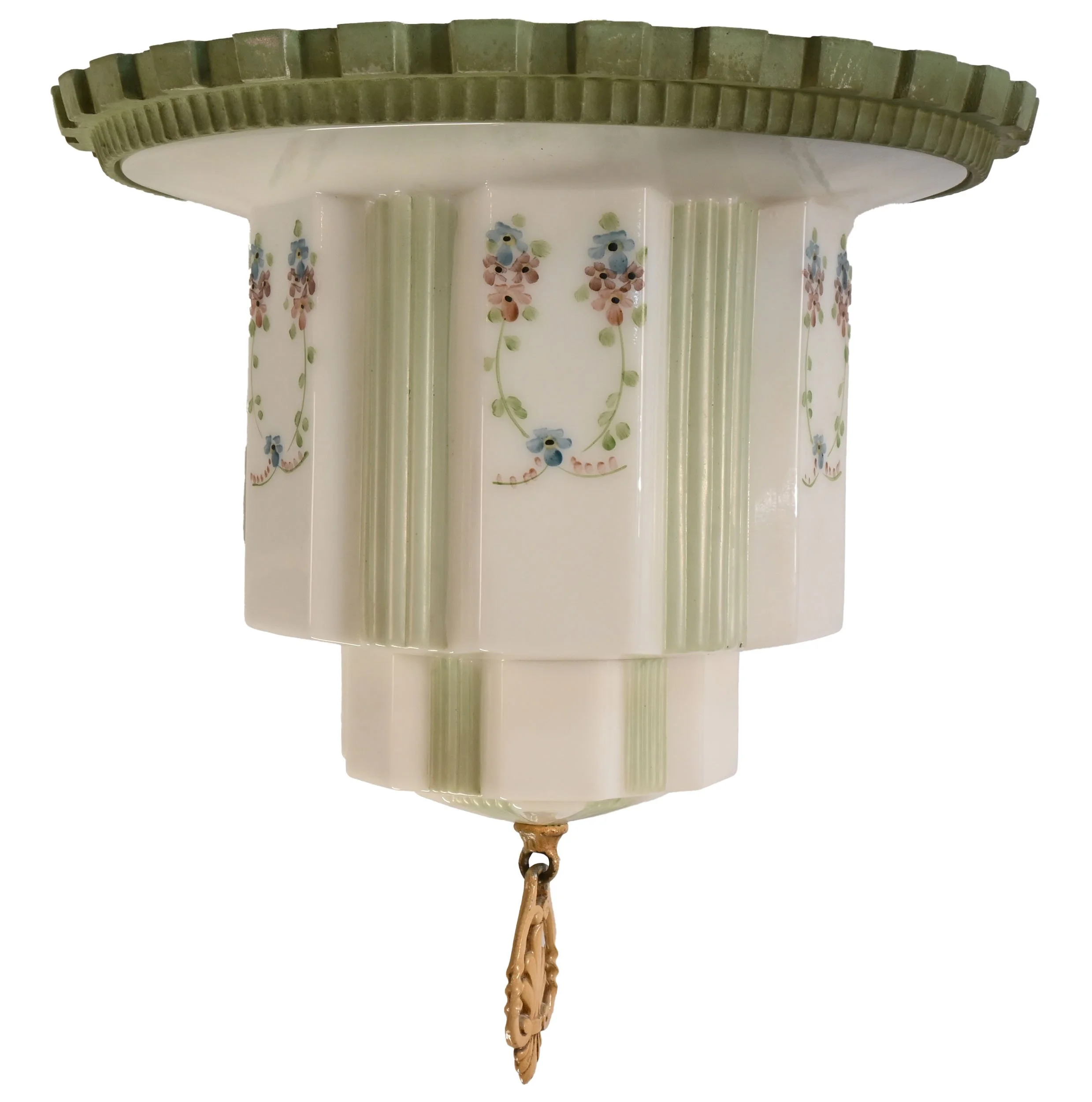 ceiling flush mint green hand paint art deco skyscraper fixture ...