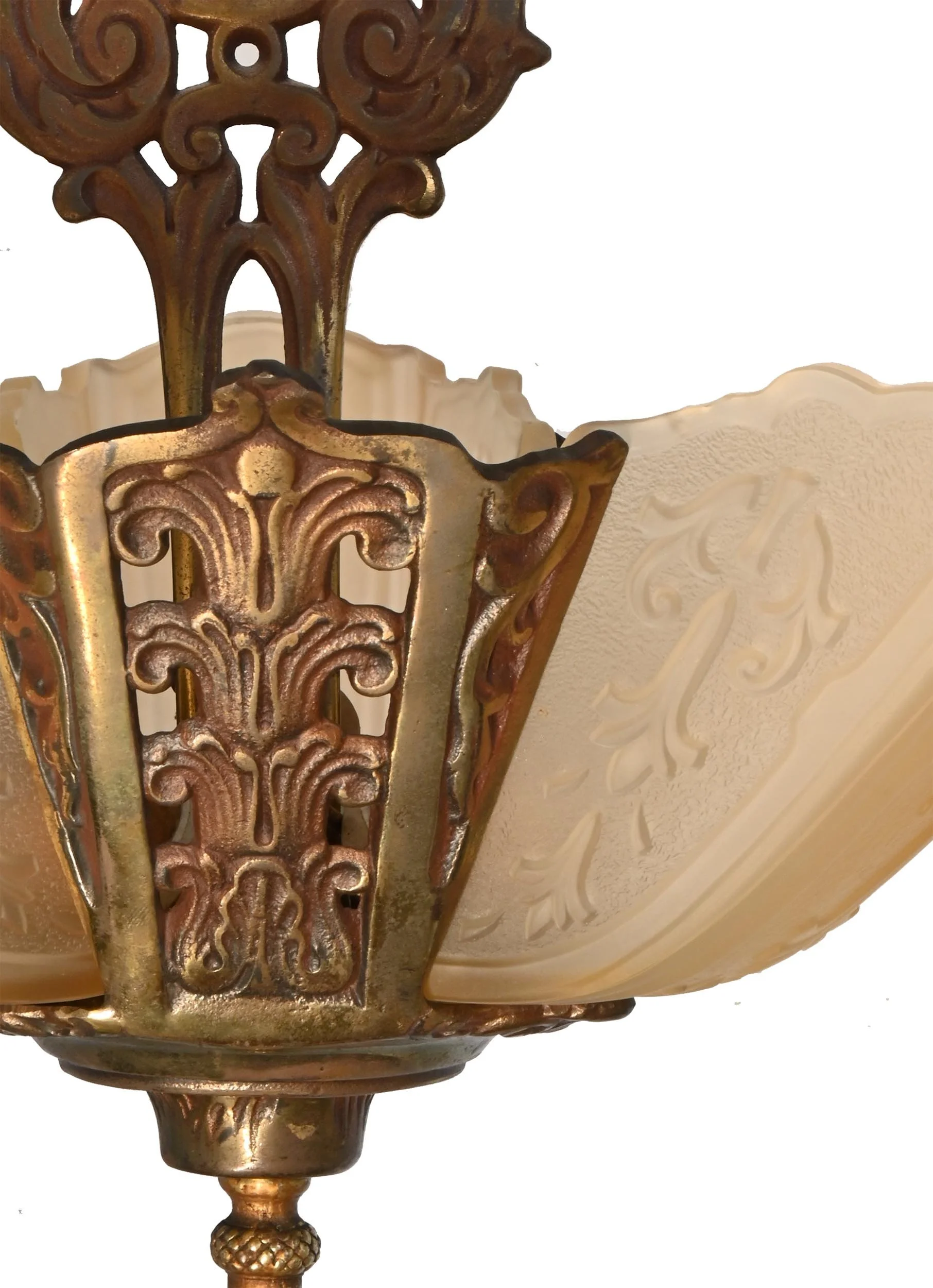 moe bridges three shade slipper deco chandelier — ARCHITECTURAL ANTIQUES