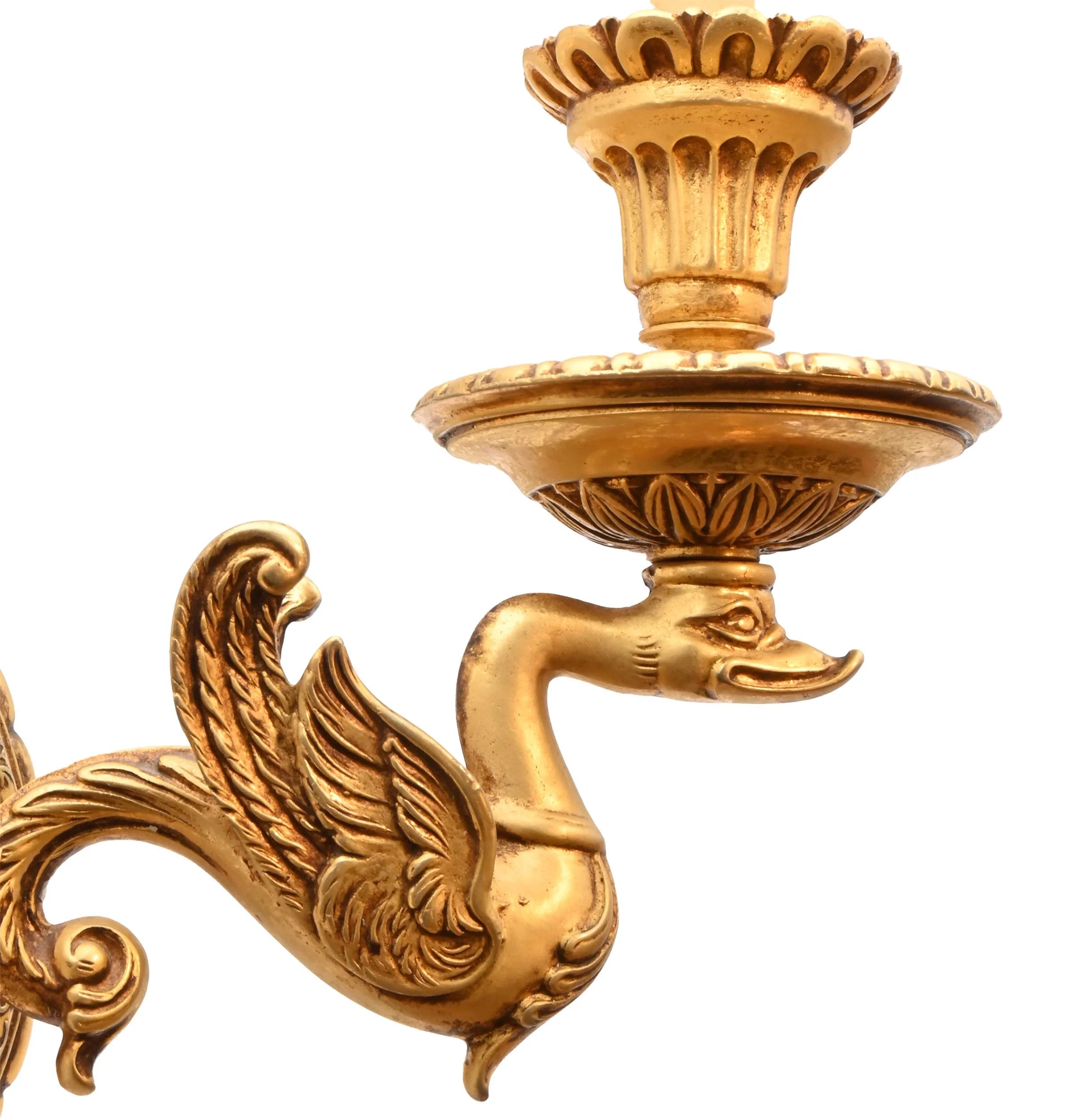 two swan candle sconce pair original gold clad bronze — ARCHITECTURAL ...