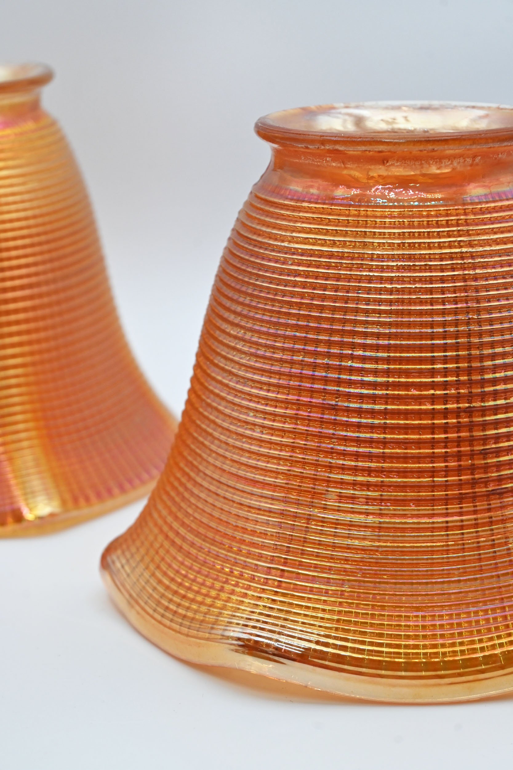 pair of iridescent amber waffle pattern prismatic shades ...