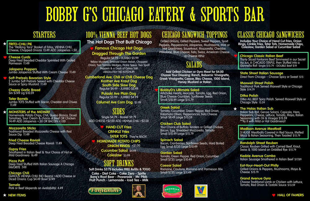 Menu — Bobby G's Milton GA