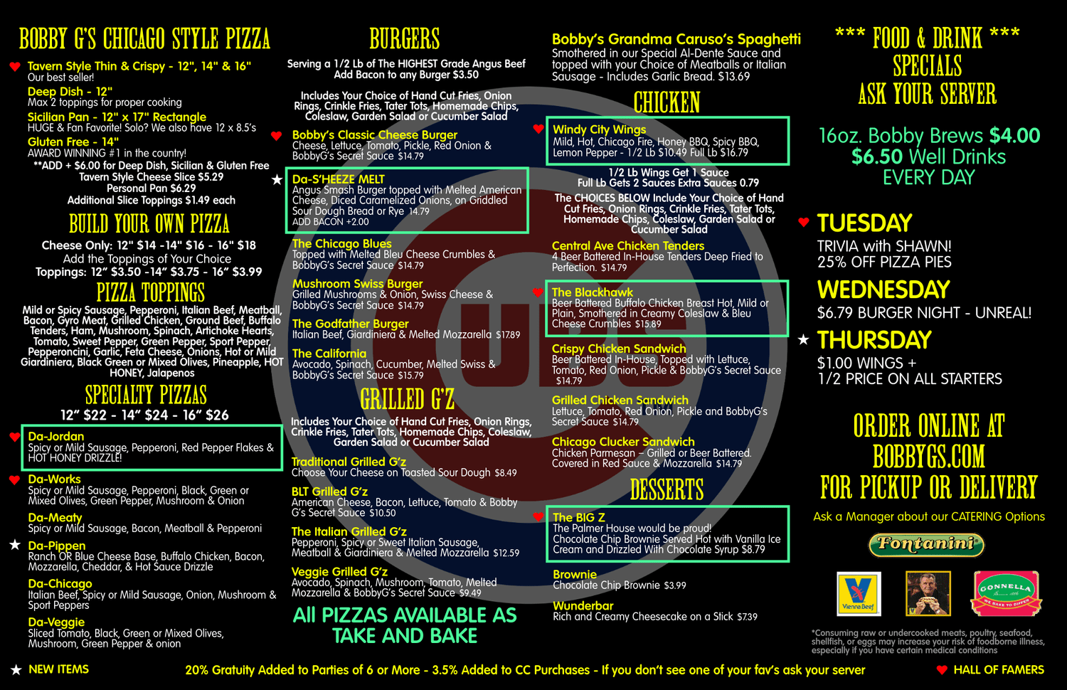 Menu — Bobby G's Milton GA