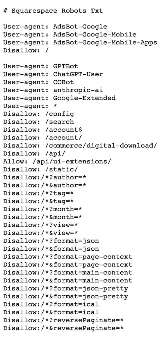 Robots.txt Guide for Squarespace: Block AI Crawlers + Issues | Collaborada