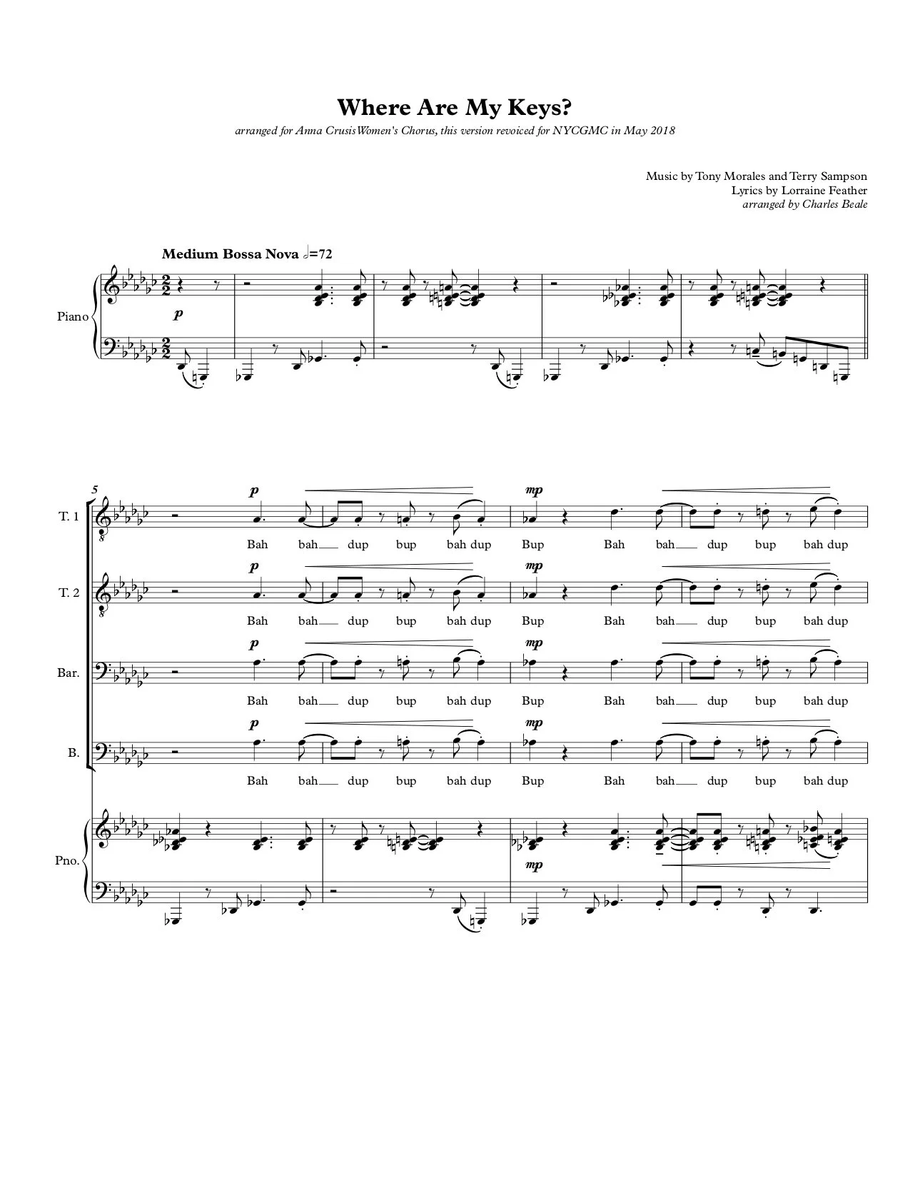 Choral Arrangements — Charlie Beale