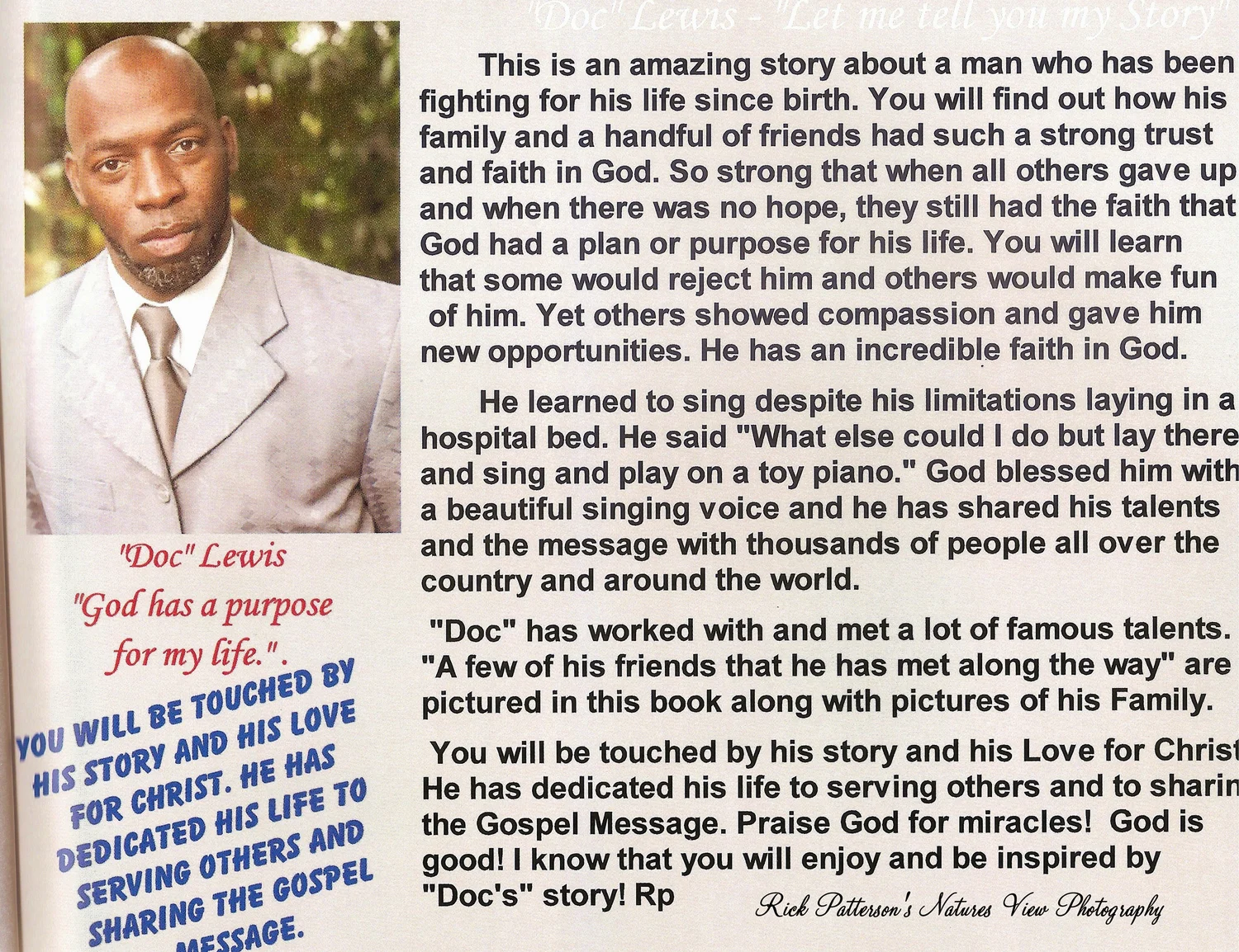 Doc Lewis - "Let me tell you my story" — Rick Patterson's Natures View ...