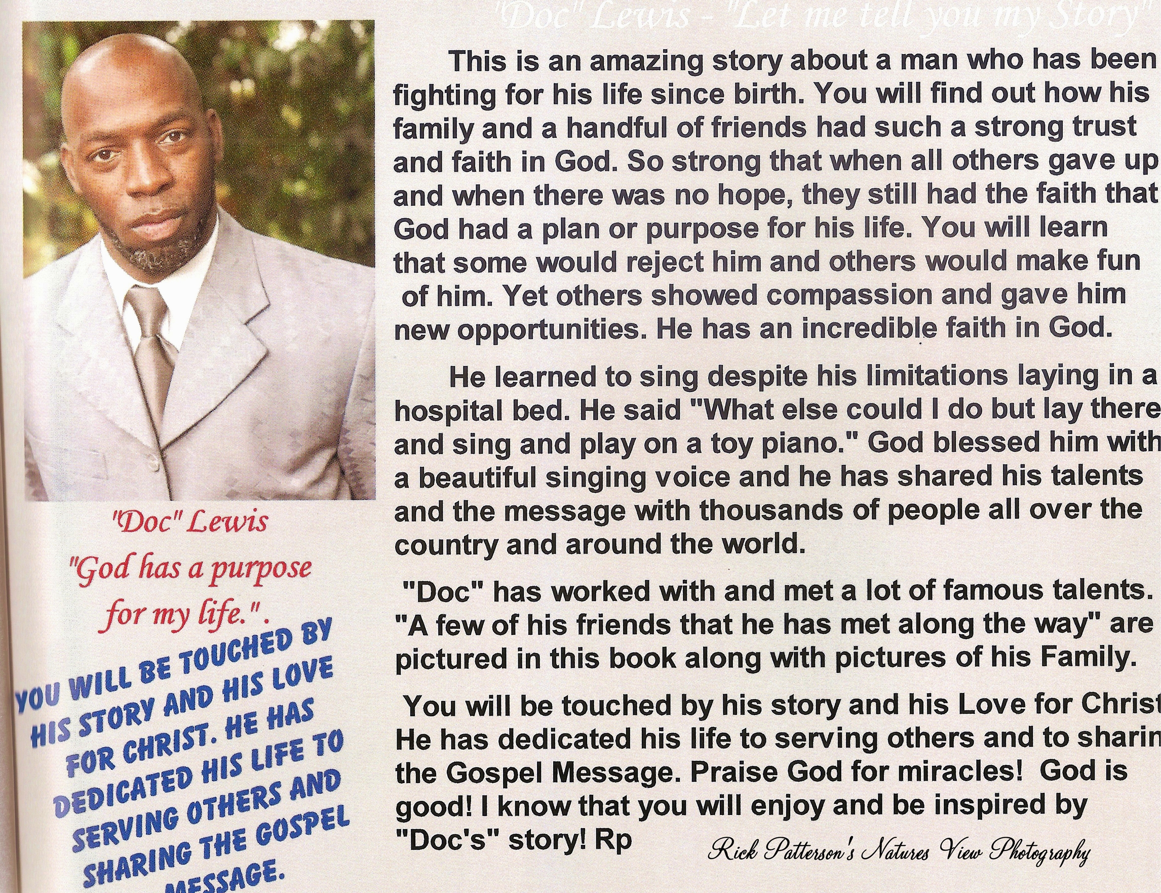 Doc Lewis - "Let me tell you my story" — Rick Patterson's Natures View ...