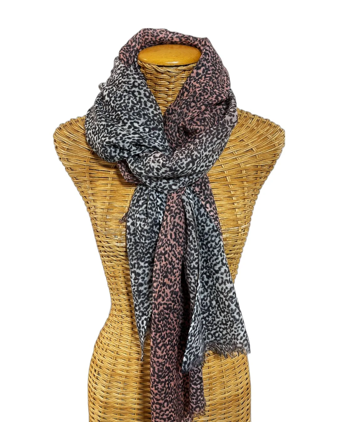 Rose & Cream Wool Ombre Small Animal Print Scarf — Pam's Pashminas ...