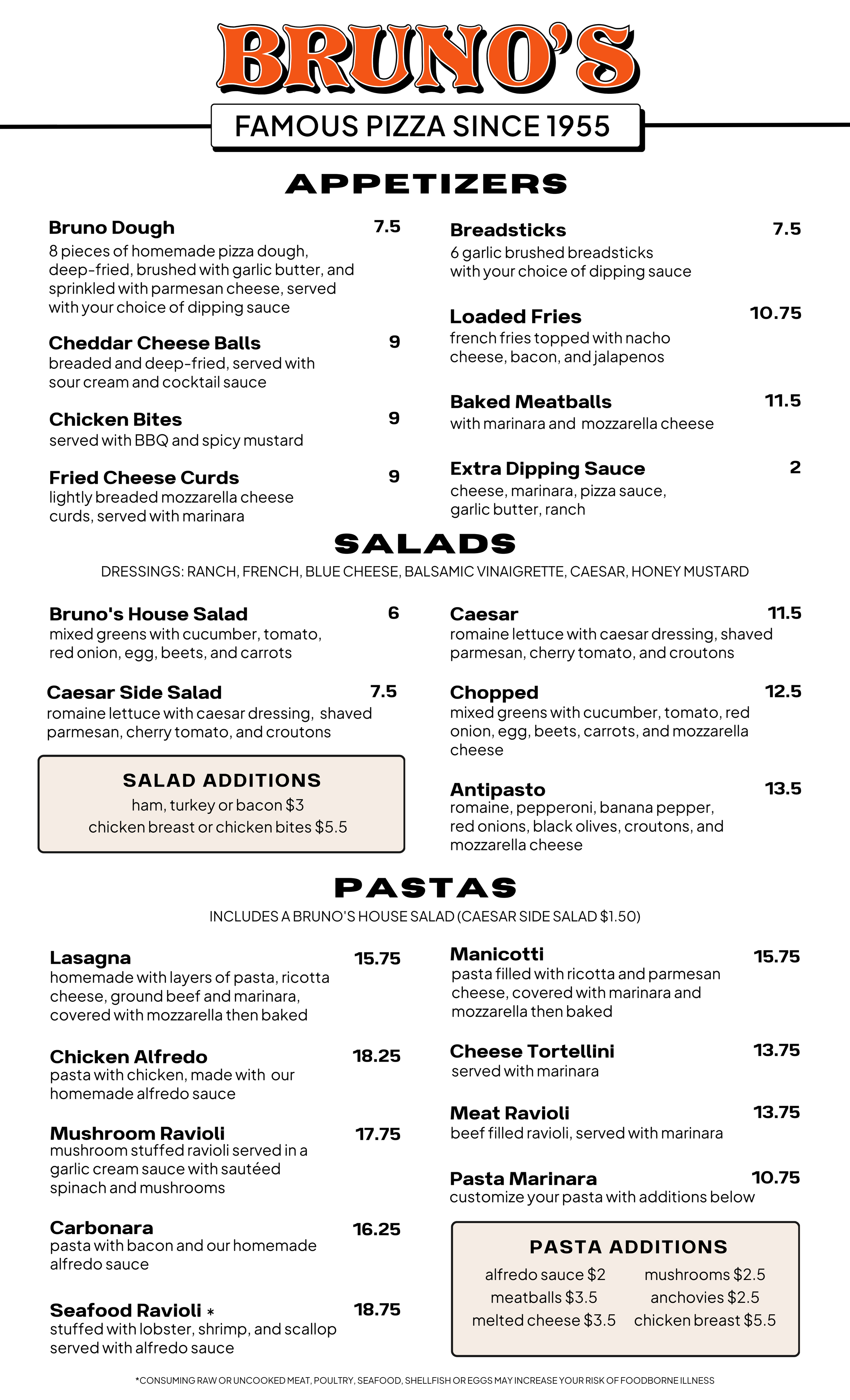 Menu — The Original Bruno's Pizza - West Lafayette