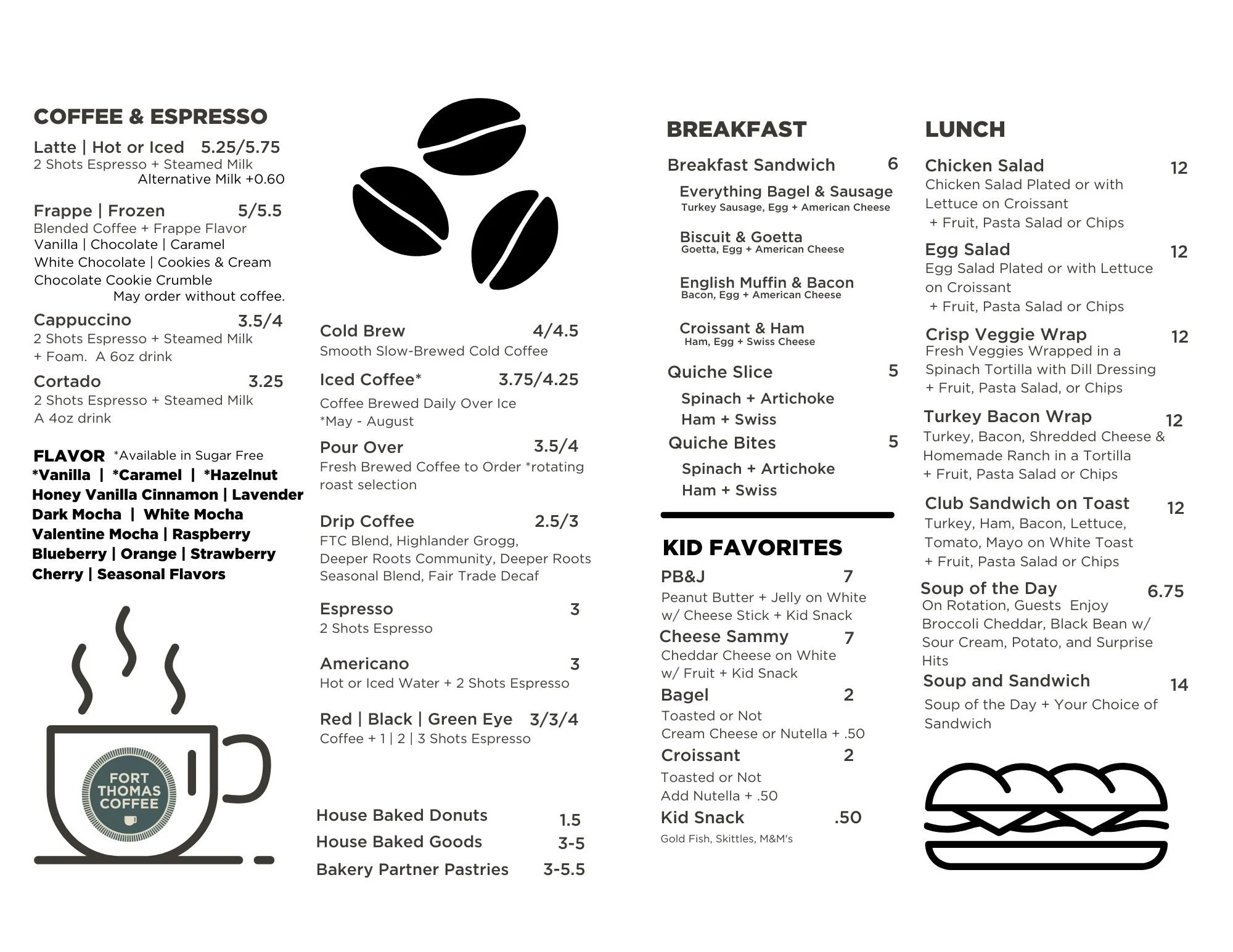 Menu — Fort Thomas Coffee