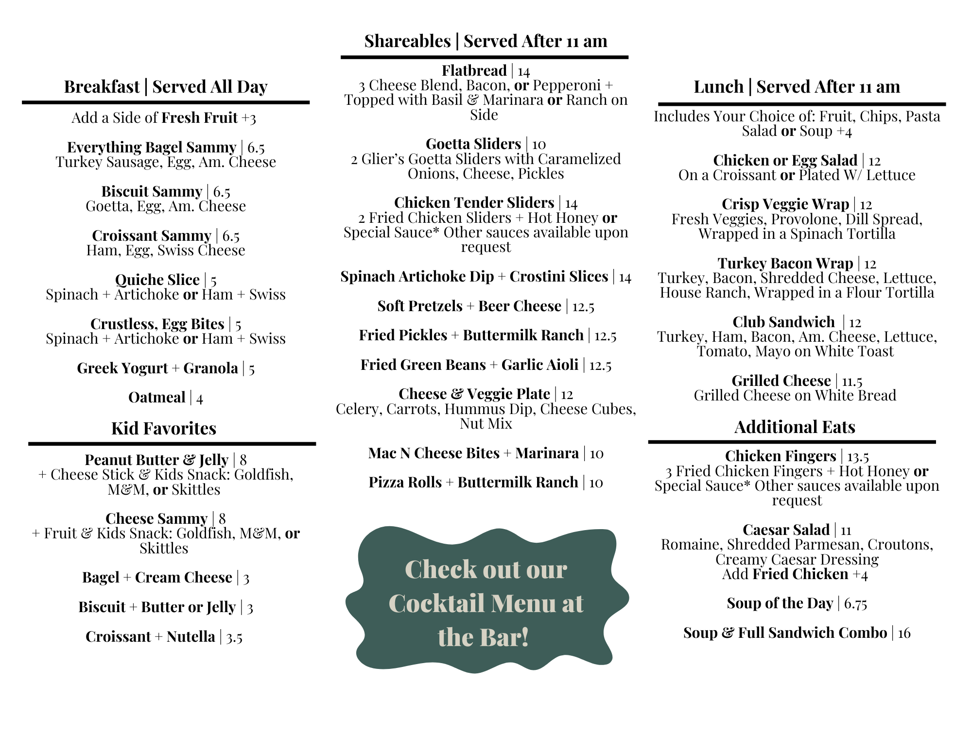 Menu — Fort Thomas Coffee