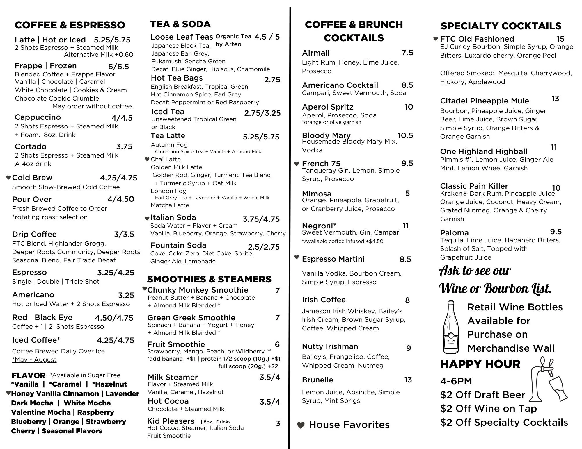 Menu — Fort Thomas Coffee
