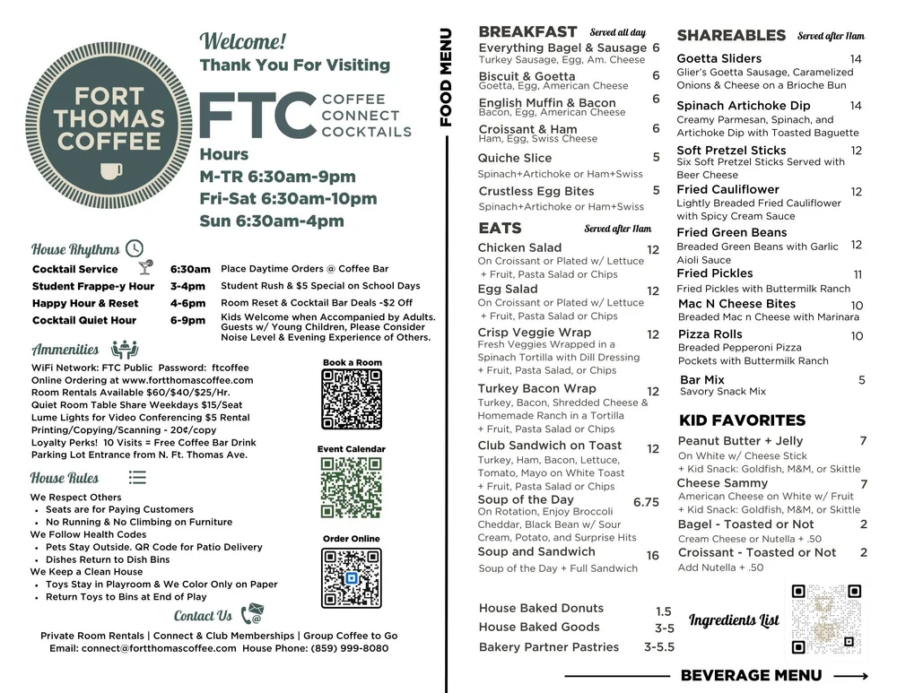 Menu — Fort Thomas Coffee