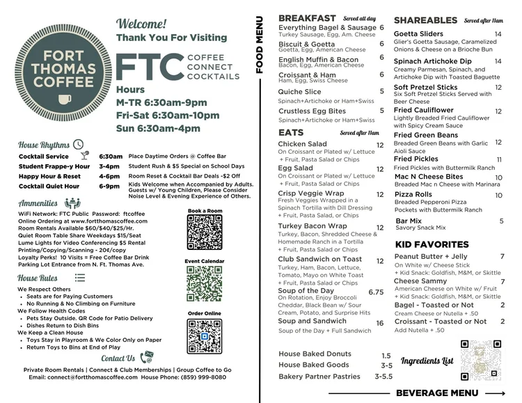 Menu — Fort Thomas Coffee