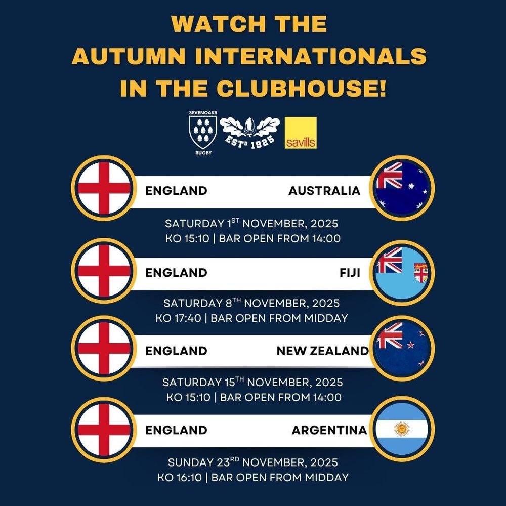 🍁🏉Autumn Internationals Live in the Clubhouse!🏉🍁 — Sevenoaks Rugby