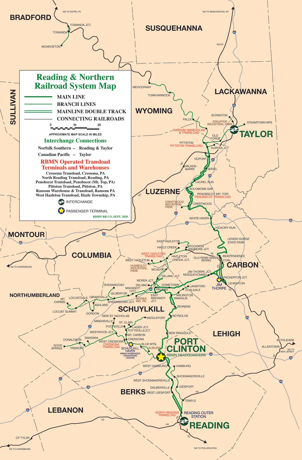 System Maps — Reading Blue Mountain & Northern Railroad