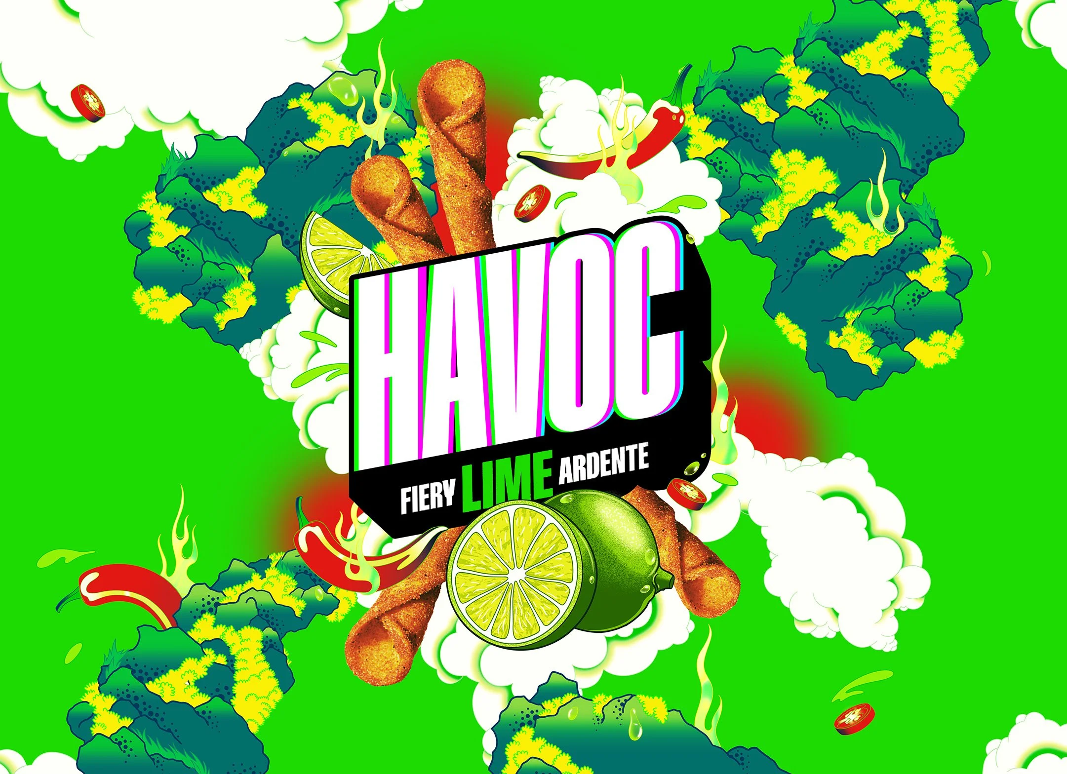 Havoc Packaging Artwork for Pepsico | Custom Illustrations - Andrew Archer
