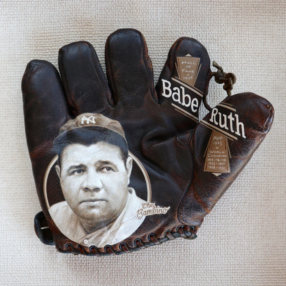 Babe Ruth Baseball Glove Painting — Sean Kane Baseball Art - Painted Gloves