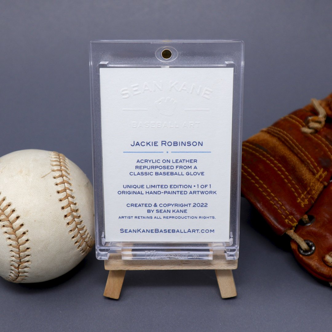 Jackie Robinson Baseball Card Art — Sean Kane Baseball Art - Painted Gloves