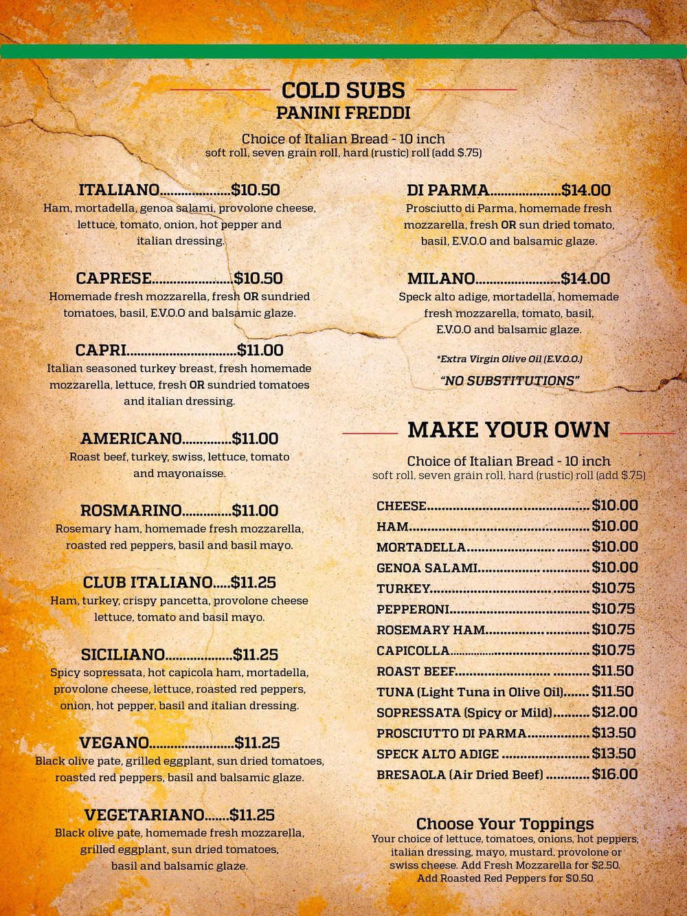 Menu — A Traditional Italian Food Market