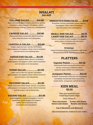 Menu — A Traditional Italian Food Market
