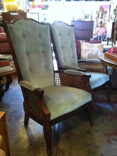 Informal Dining | Pair of Vintage Velvet High-Back Arm Chairs — Casa ...