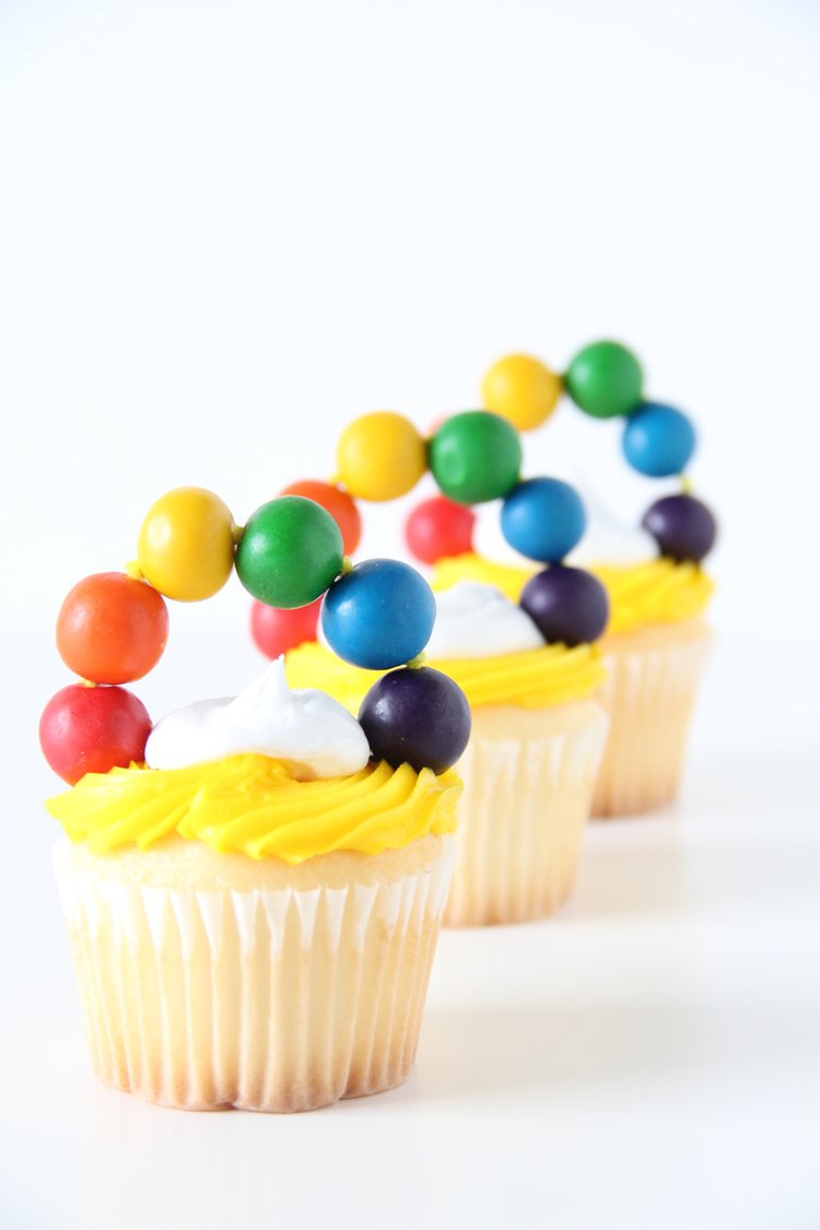 RAINBOW CUPCAKE TOPPERS — And We Play