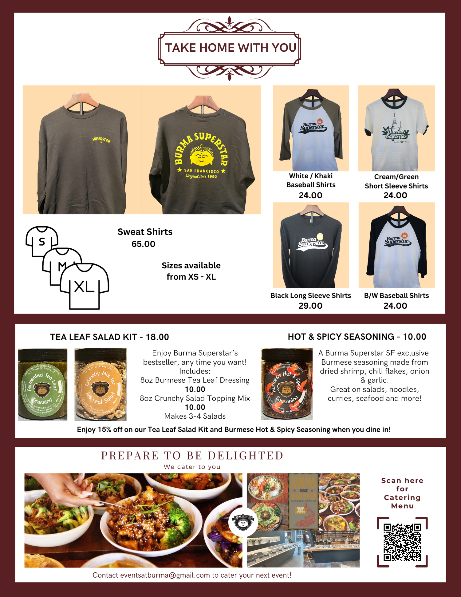 Dine-In Menu — Burma Superstar