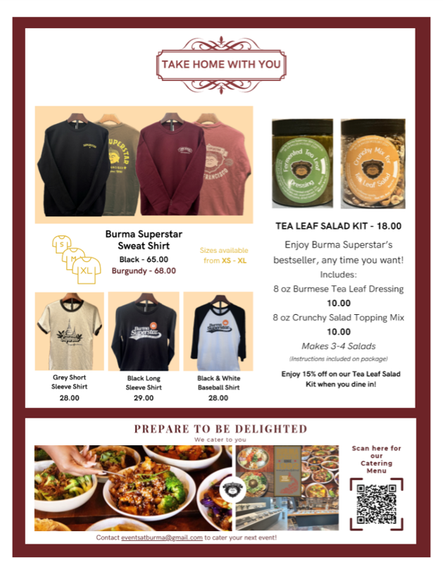 Dine-In Menu — Burma Superstar