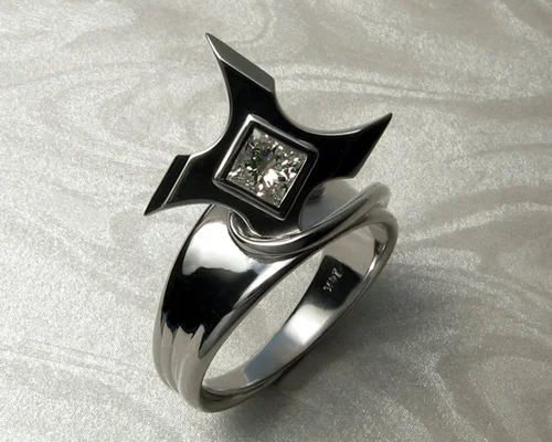 Ninja Star Shuriken engagement ring — Metamorphosis Jewelry