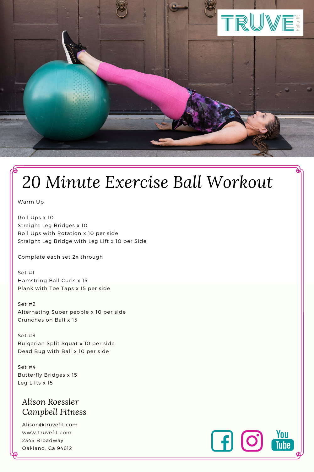 20 Minute Exercise Ball Workout — Truve Fitness - Oakland Gym, Personal ...