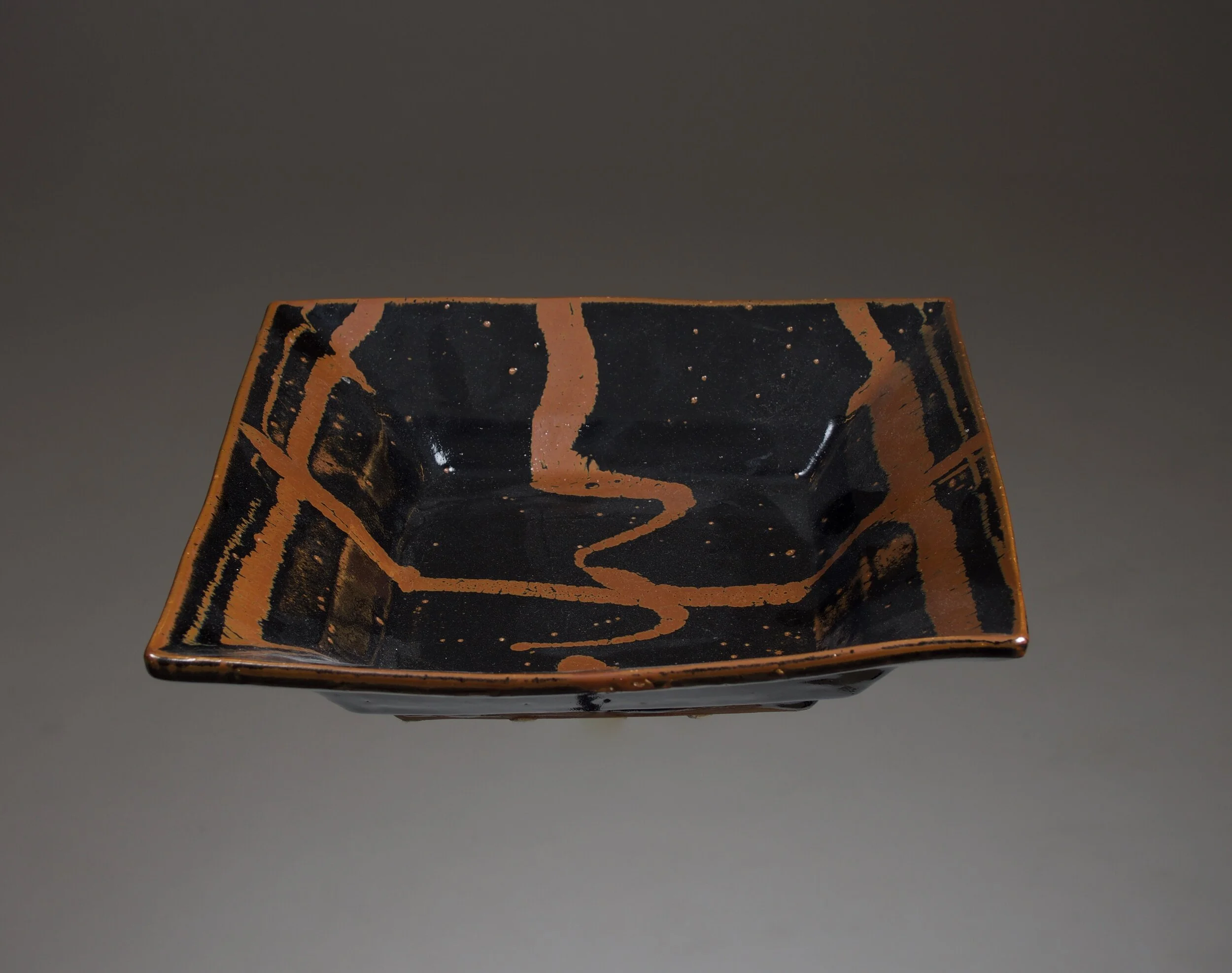 Shoji Hamada Square Tenmoku Plate, Mashiko Japan — Karlsson | Wickman