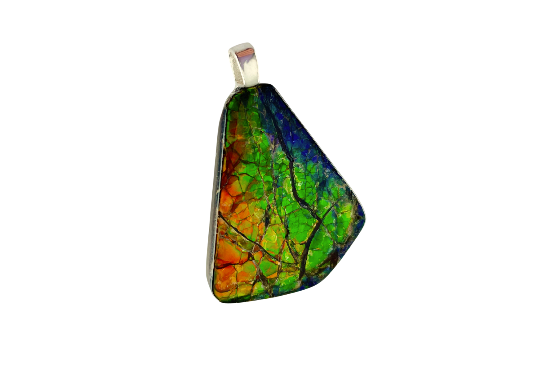 AA Grade Freeform Sterling Silver Ammolite Pendant — Ammolite Canada