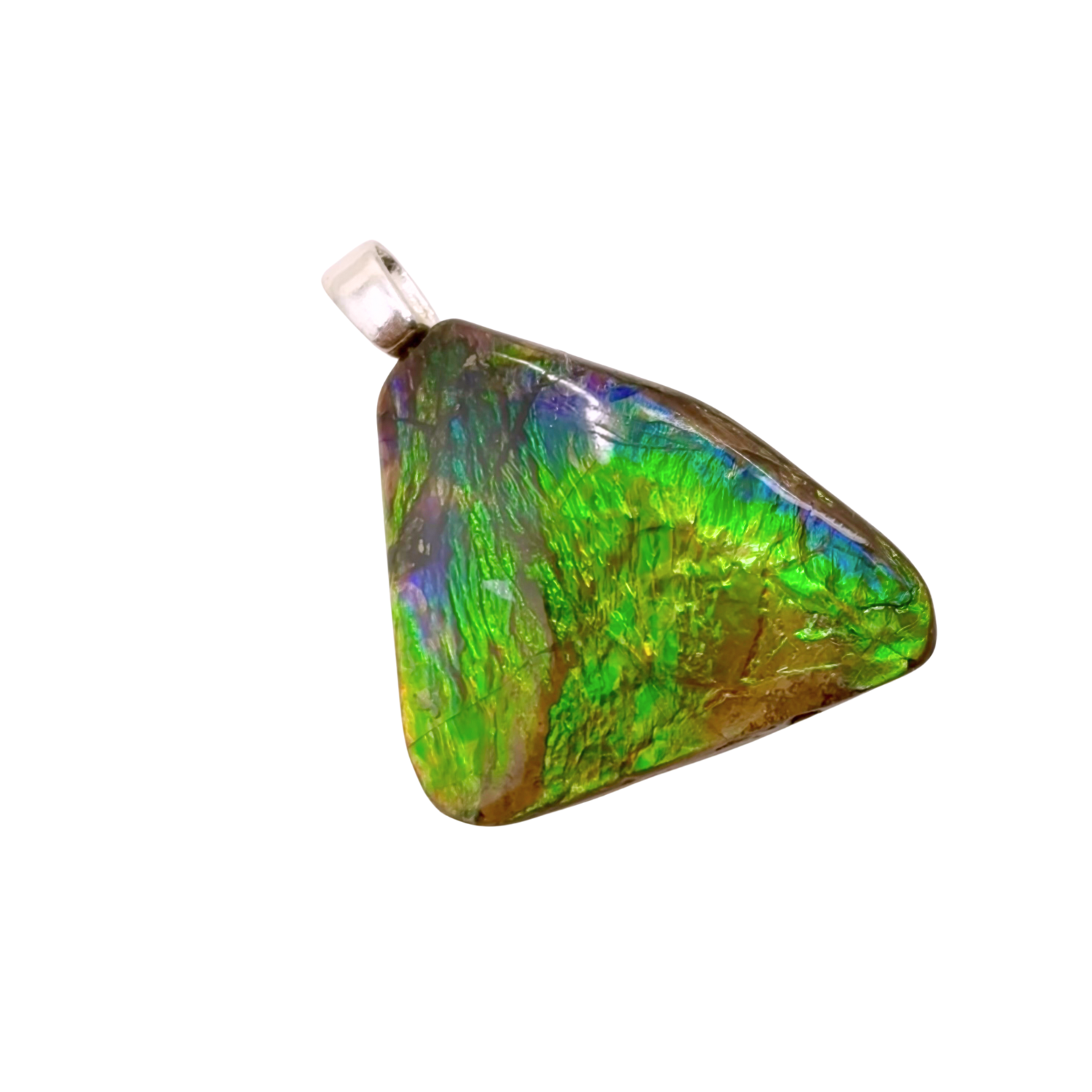 AA Grade Freeform Sterling Silver Ammolite Pendant — Ammolite Canada