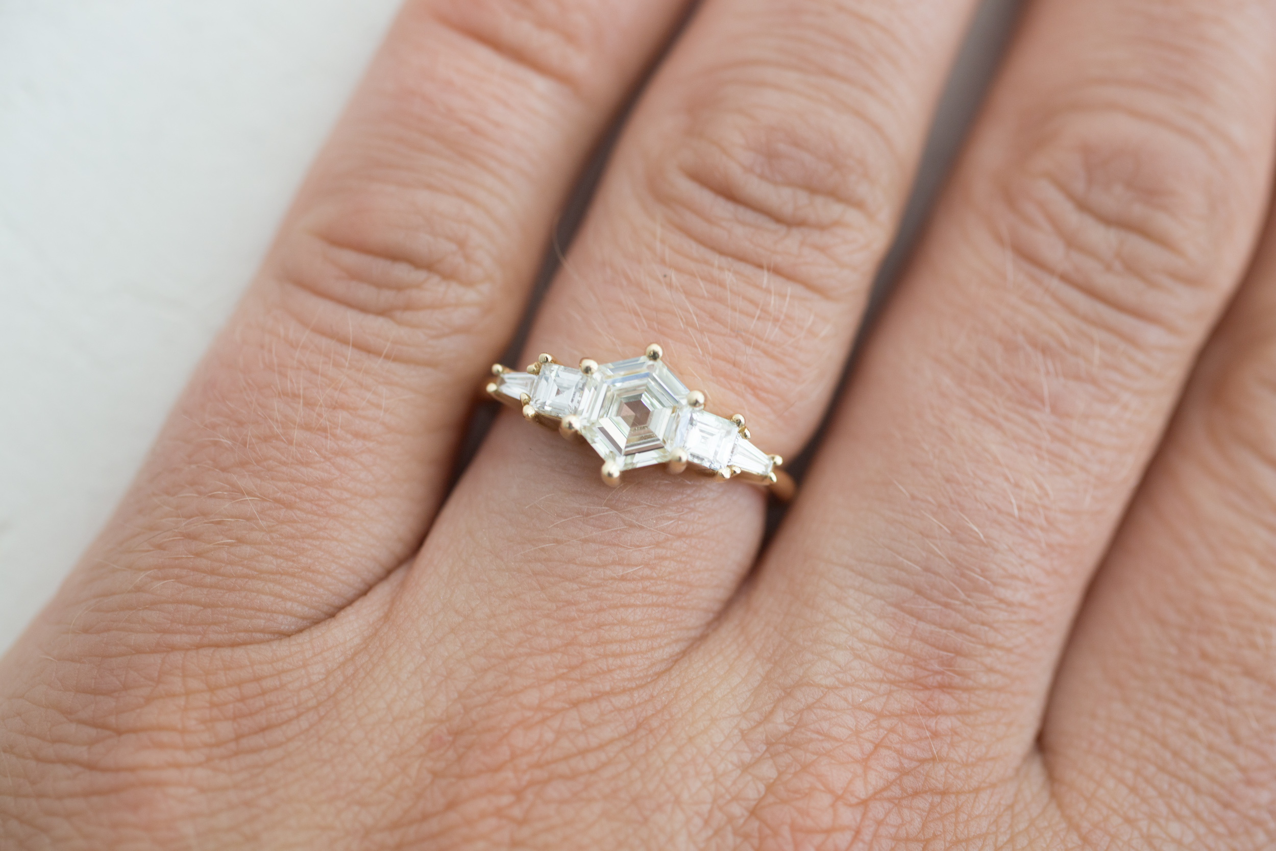 Hexagon Step–Cut Diamond Cluster Ring | Engagement Ring | 14k Recycled ...