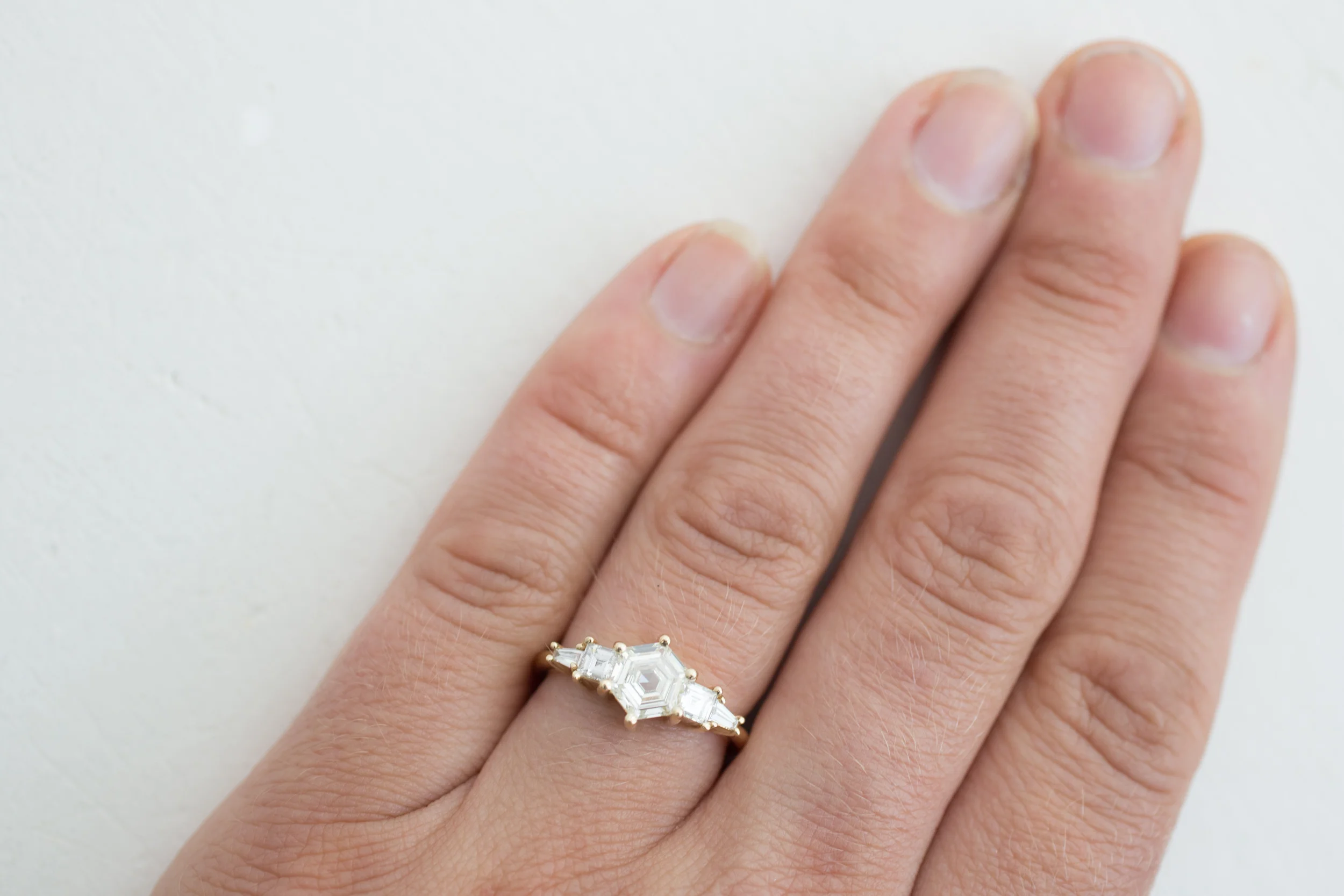 Hexagon Step–Cut Diamond Cluster Ring | Engagement Ring | 14k Recycled ...