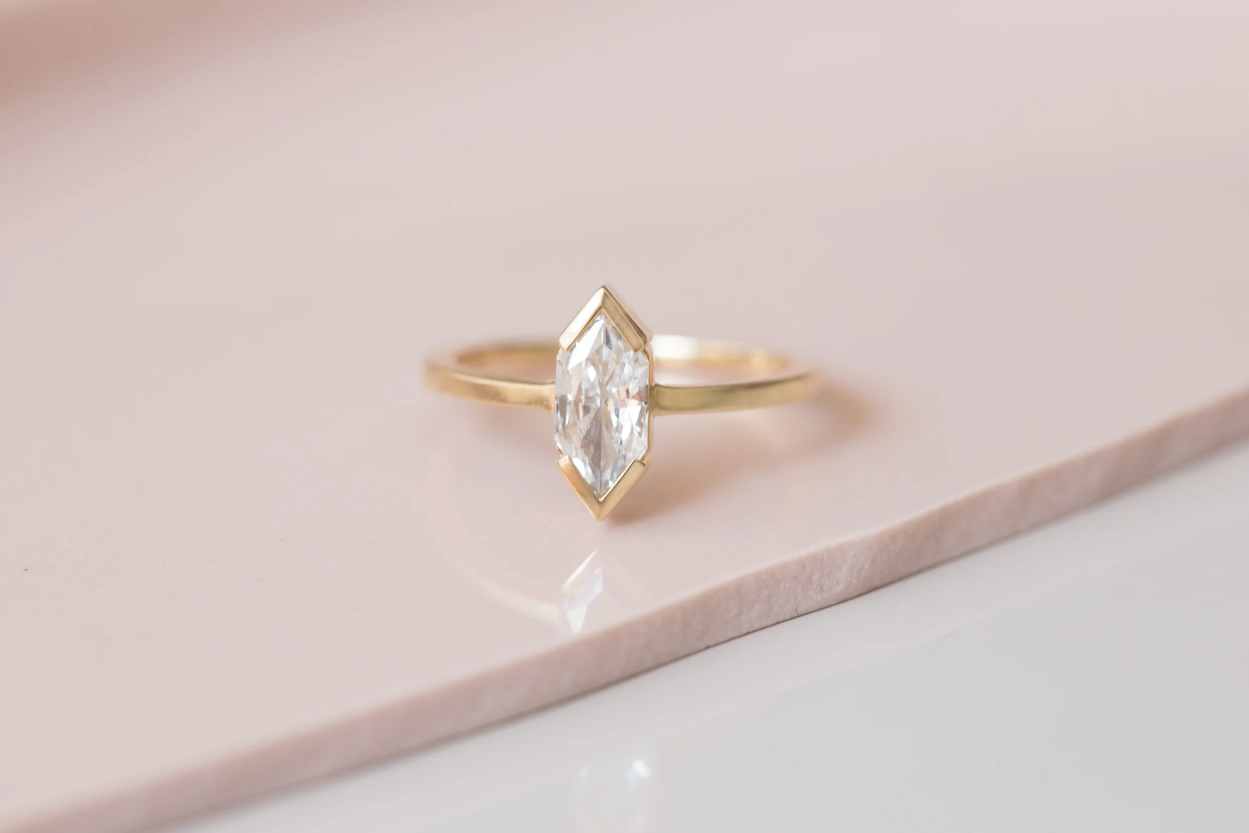 Varda Ring | Modified Hexagonal Brilliant Cut Diamond Solitaire ...