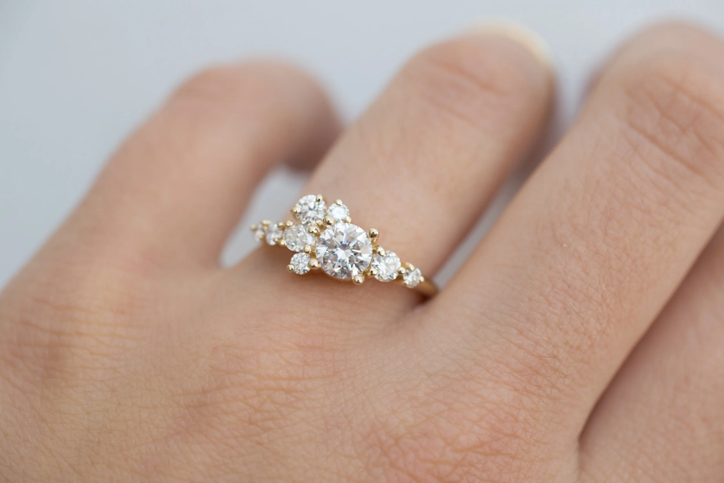 Ilia Ring | Round Brilliant Cut Diamond + Diamond Cluster Engagement ...