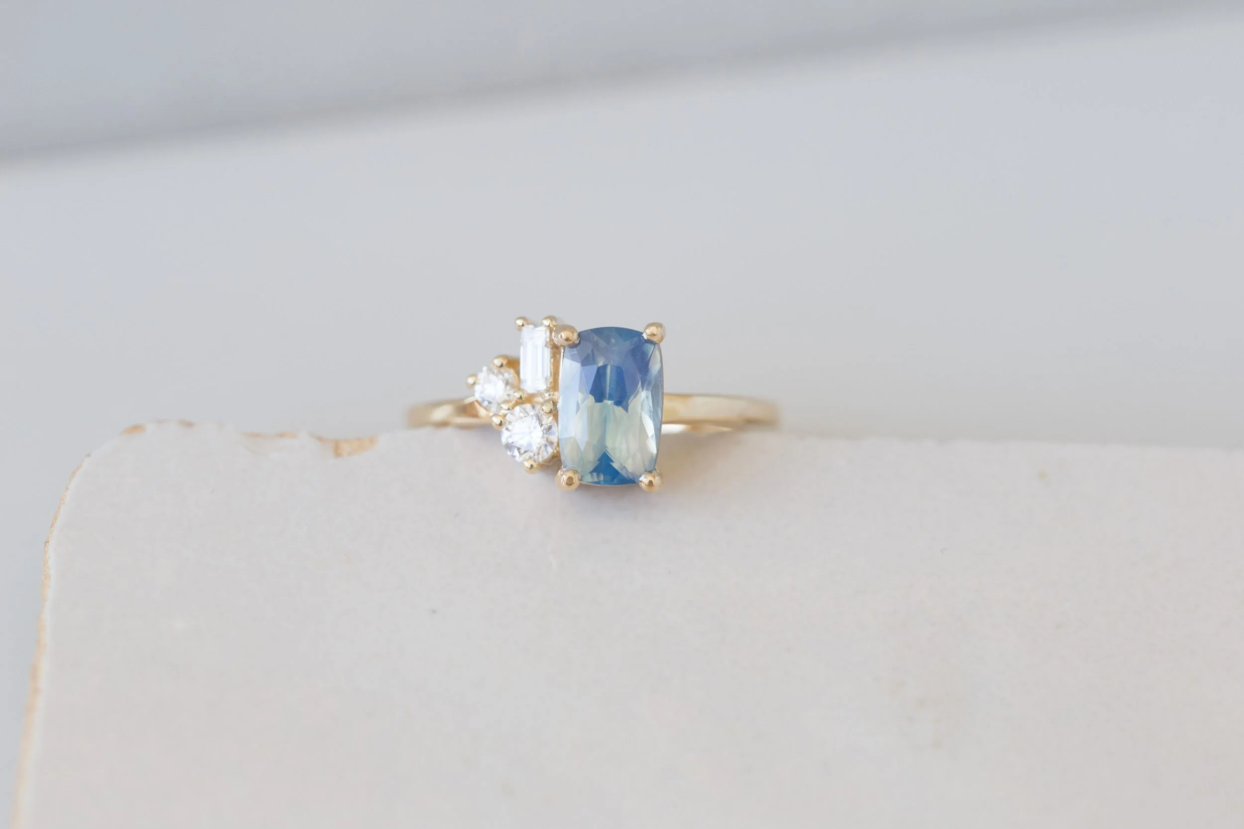 Emory Ring | Sapphire + Baguette and Round Diamond Cluster Engagement ...