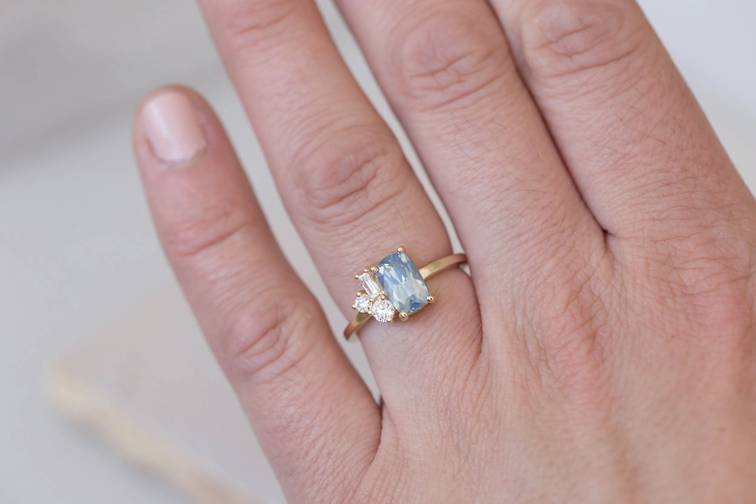 Emory Ring | Sapphire + Baguette and Round Diamond Cluster Engagement ...