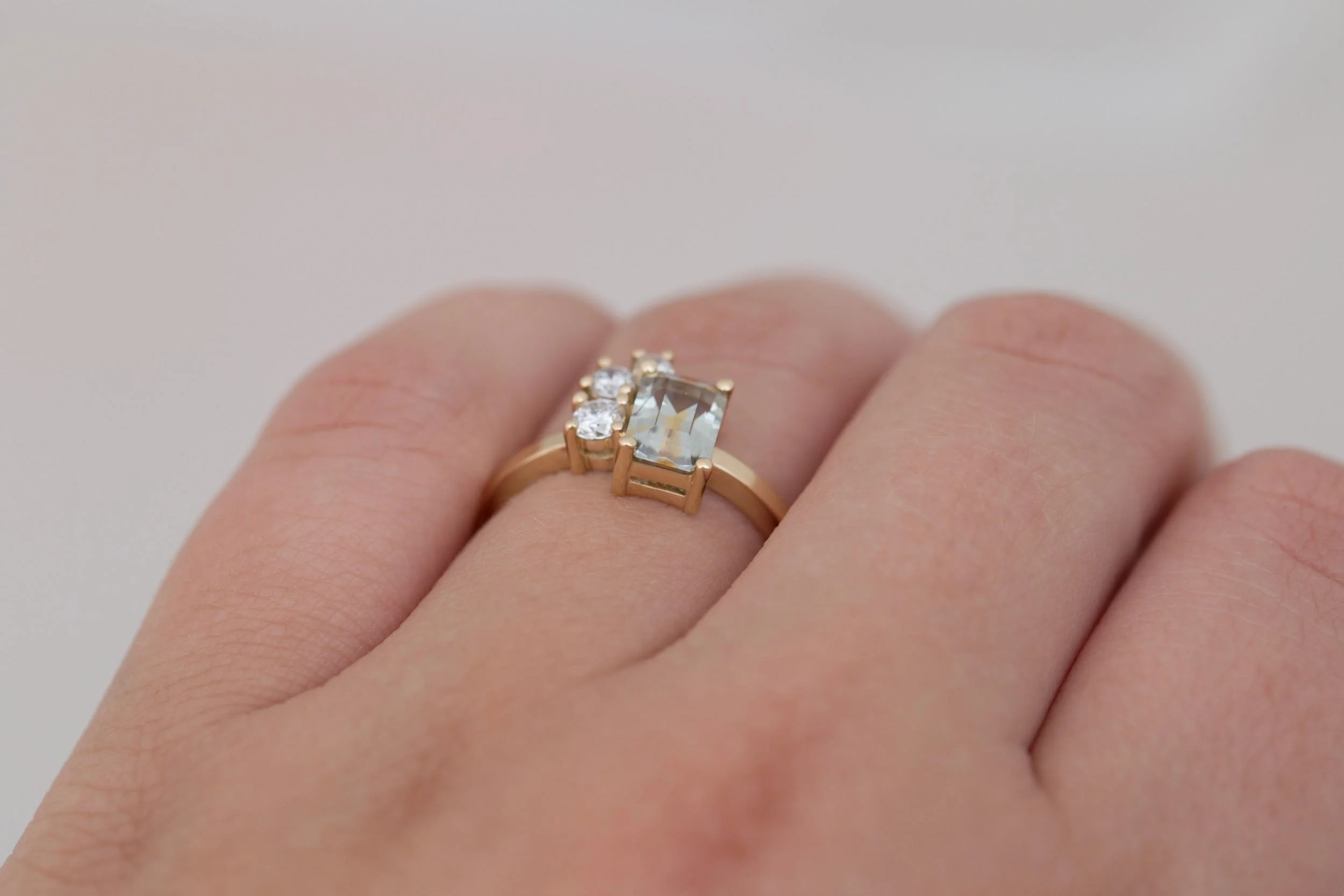 Adra Ring | Bicolor Emerald Cut Sapphire + Diamond Cluster Engagement ...