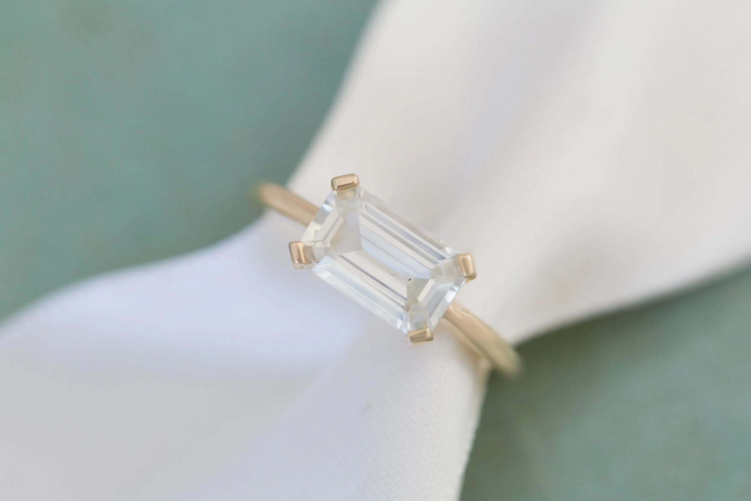 Emerald Cut White Sapphire Engagement Ring