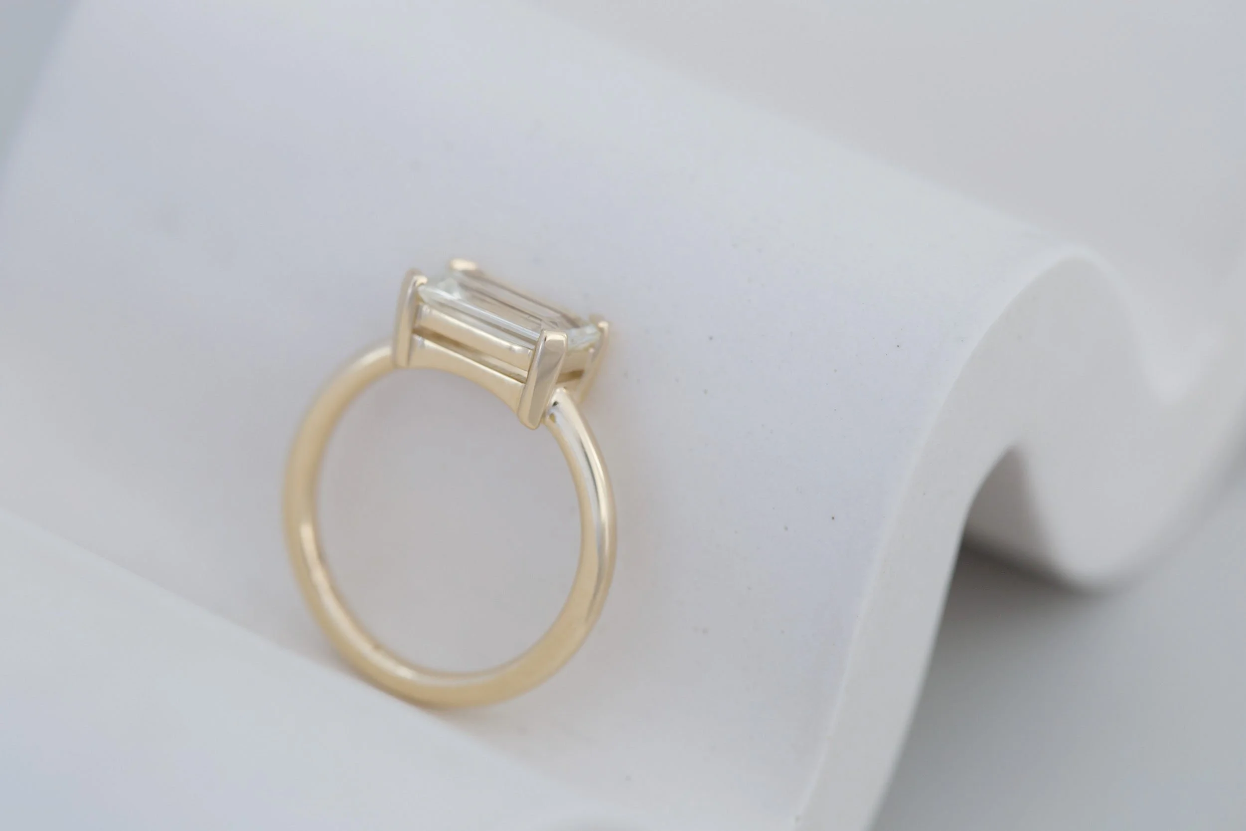 White Sapphire Emerald Cut Engagement Rings